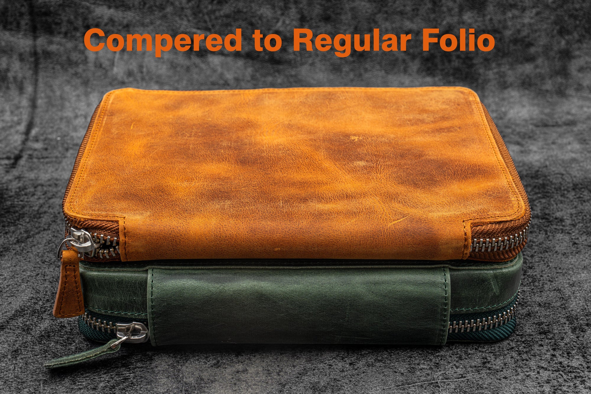Wide A5 Expansi Zip Folio in Forest Green | Galen Leather