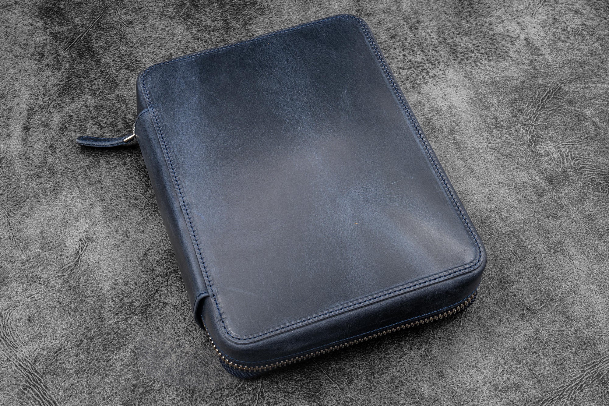 Expansi A5 Wide Zip Folio in Navy Blue | Galen Leather
