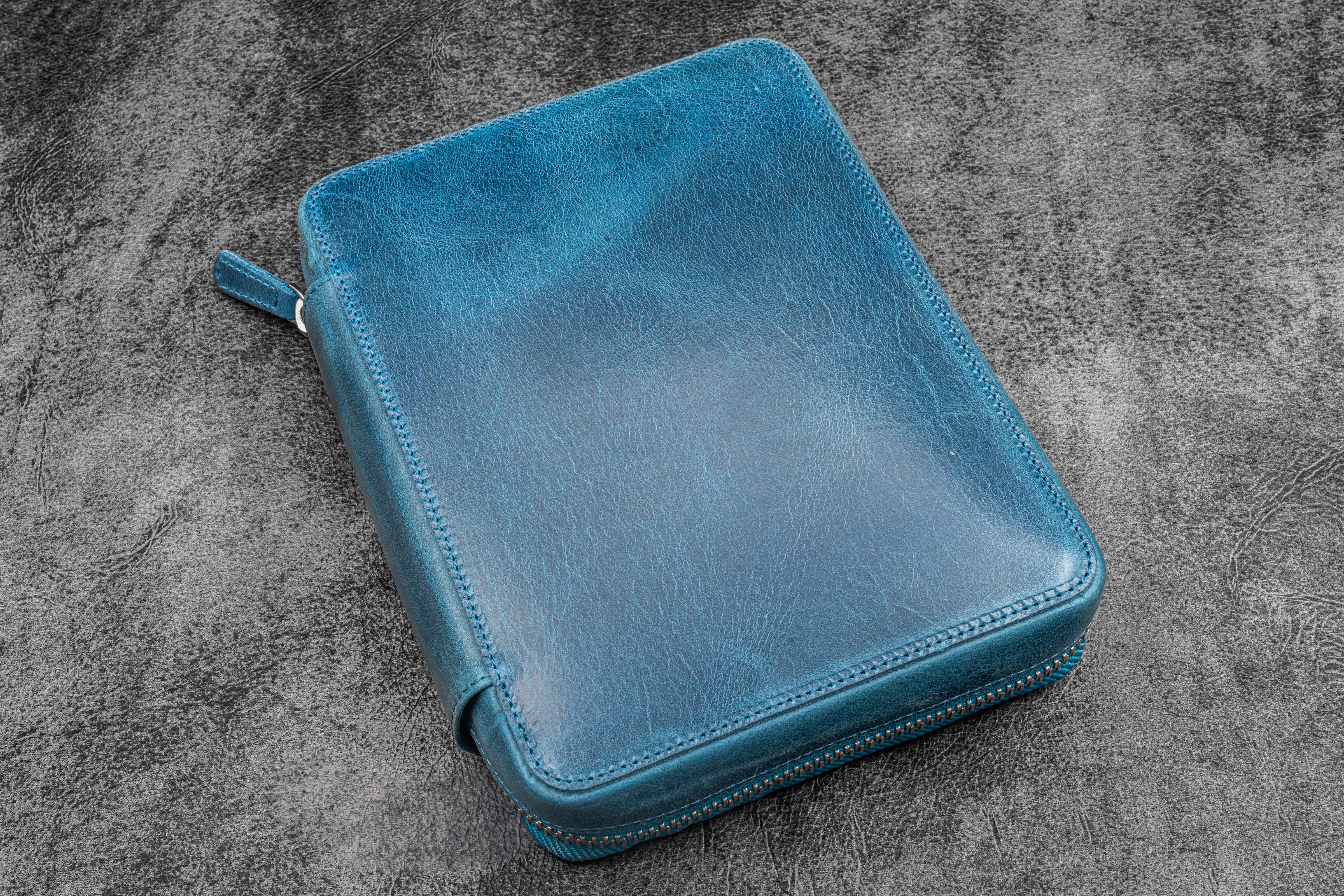 Ocean Blue Expansi Wide A5 Zip Folio for Bulkier Setups | Galen Leather