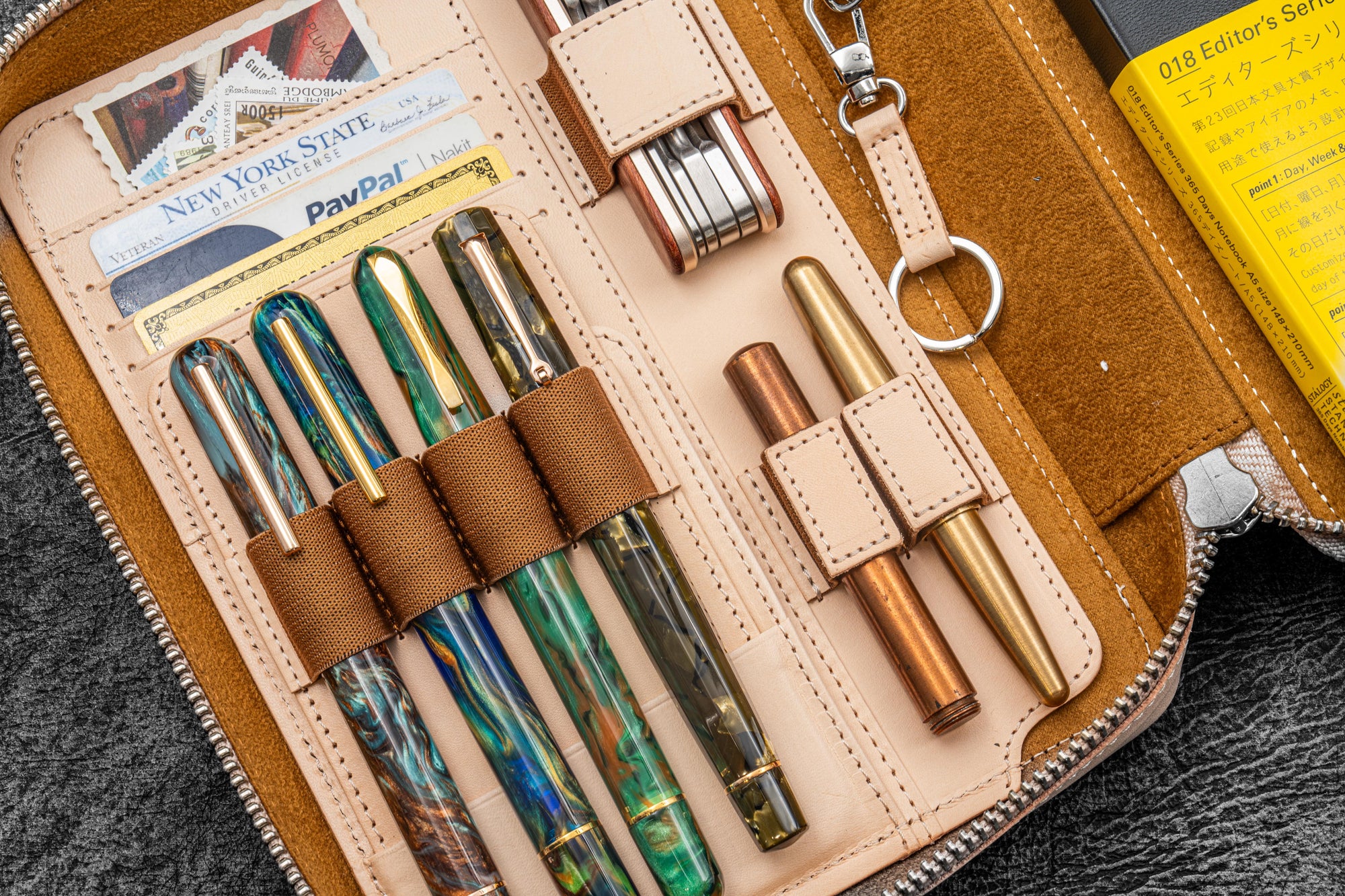 Wide A5 Expansi Zip Folio in Undyed Leather | Galen Leather Co.