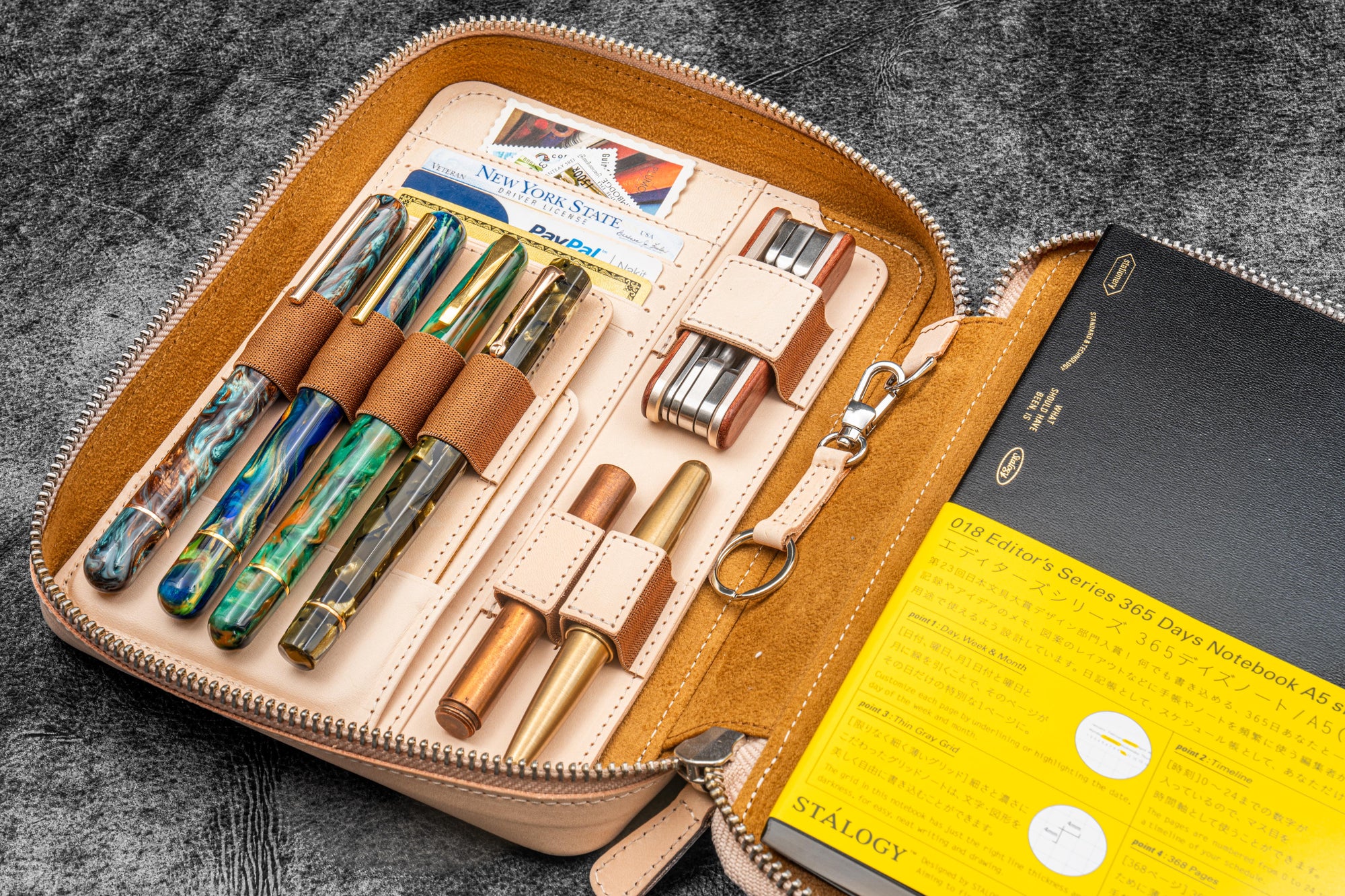 Wide A5 Expansi Zip Folio in Undyed Leather | Galen Leather Co.