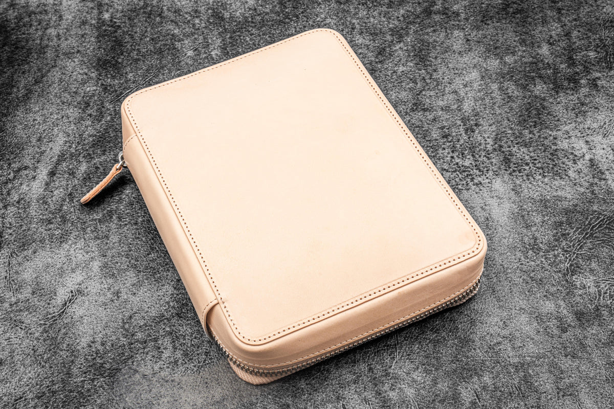 Wide A5 Expansi Zip Folio in Undyed Leather | Galen Leather Co.