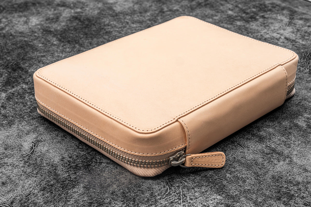 Wide A5 Expansi Zip Folio in Undyed Leather | Galen Leather Co.