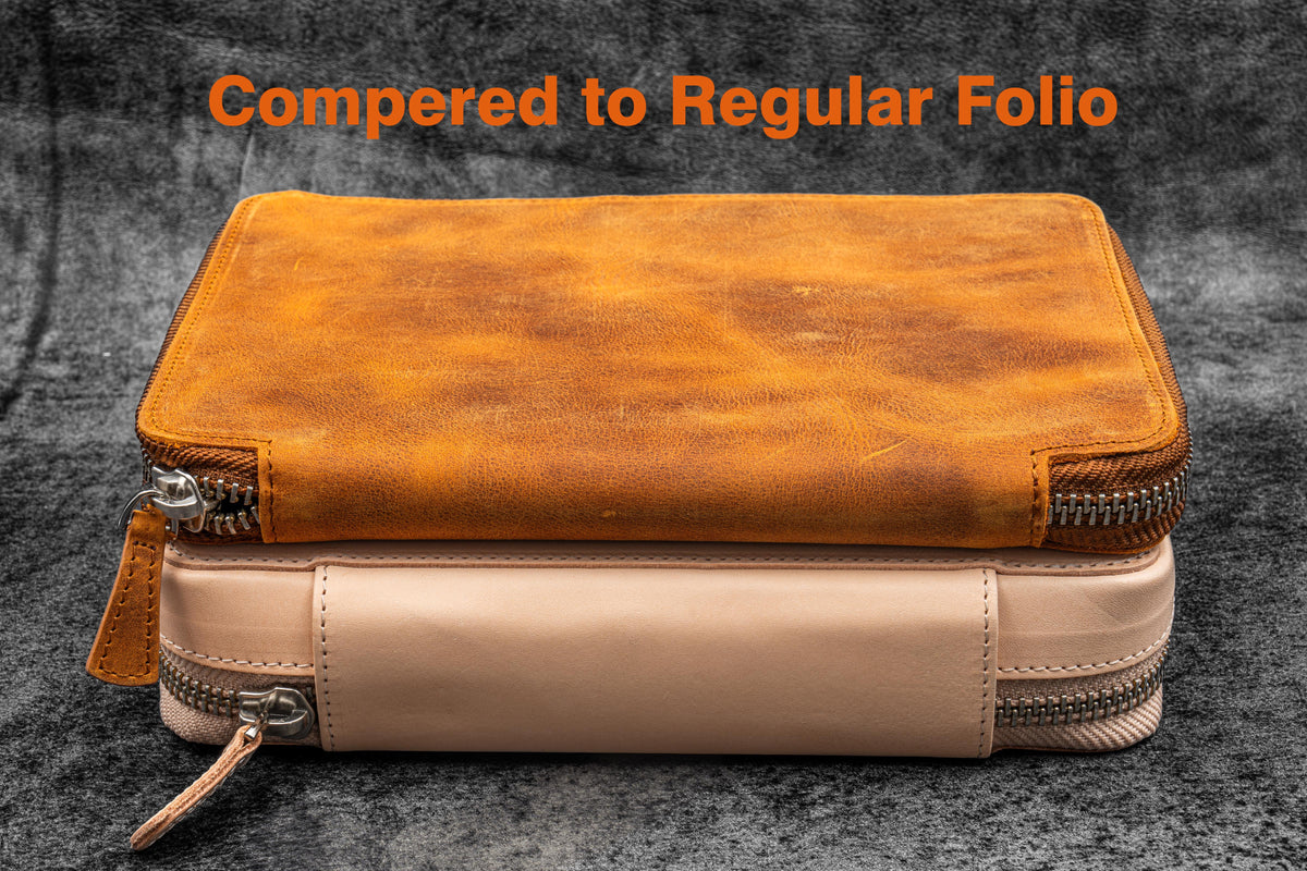 Wide A5 Expansi Zip Folio in Undyed Leather | Galen Leather Co.