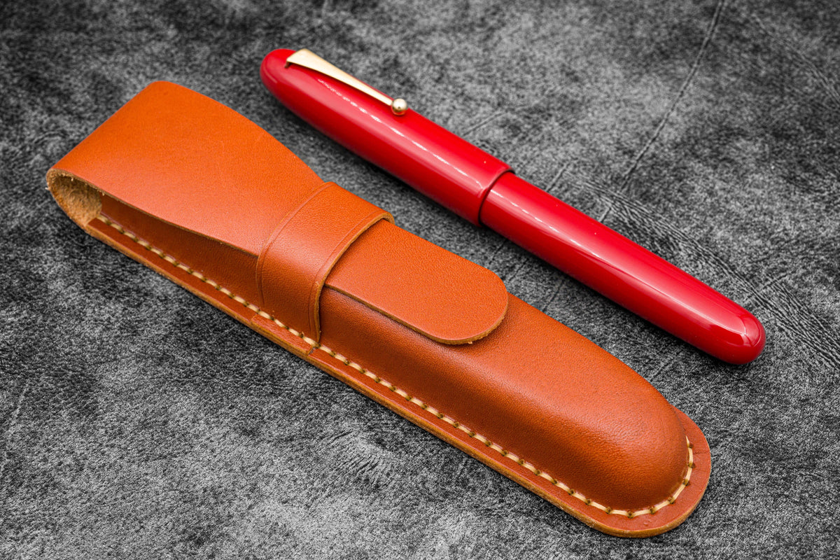 Leather Single Fountain Pen Case/Pen Pouch - Crazy Horse Brown - Galen ...