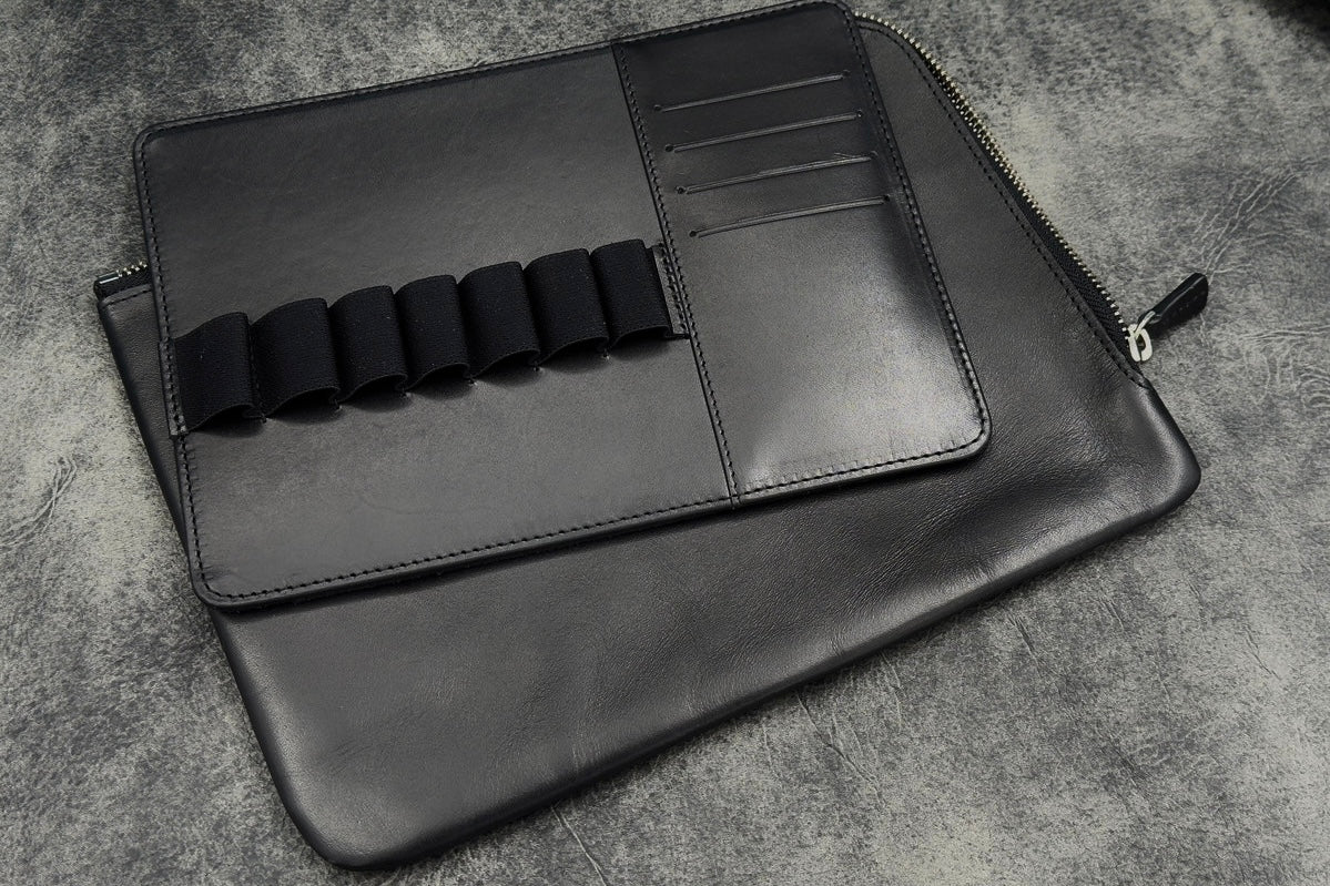 Zippered Leather Writer's Bank Bag/Pouches - Galen Leather