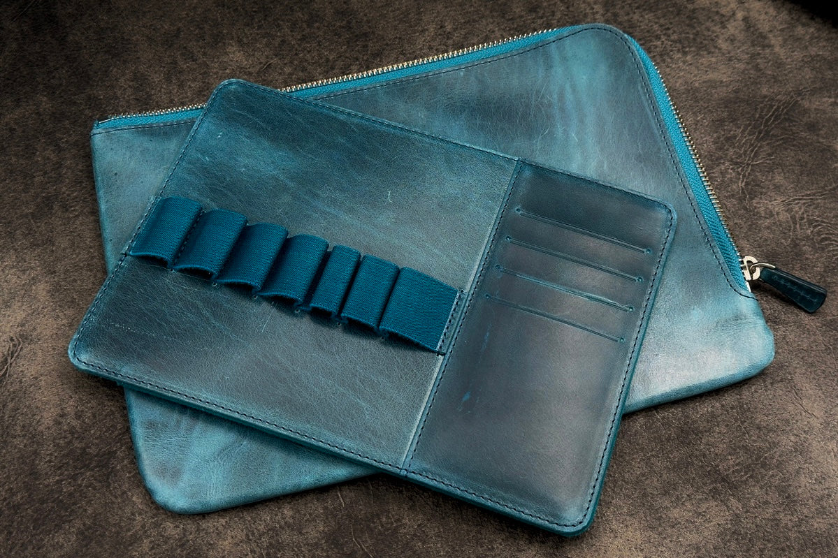 Zippered Leather Writer's Bank Bag/Pouches - Galen Leather