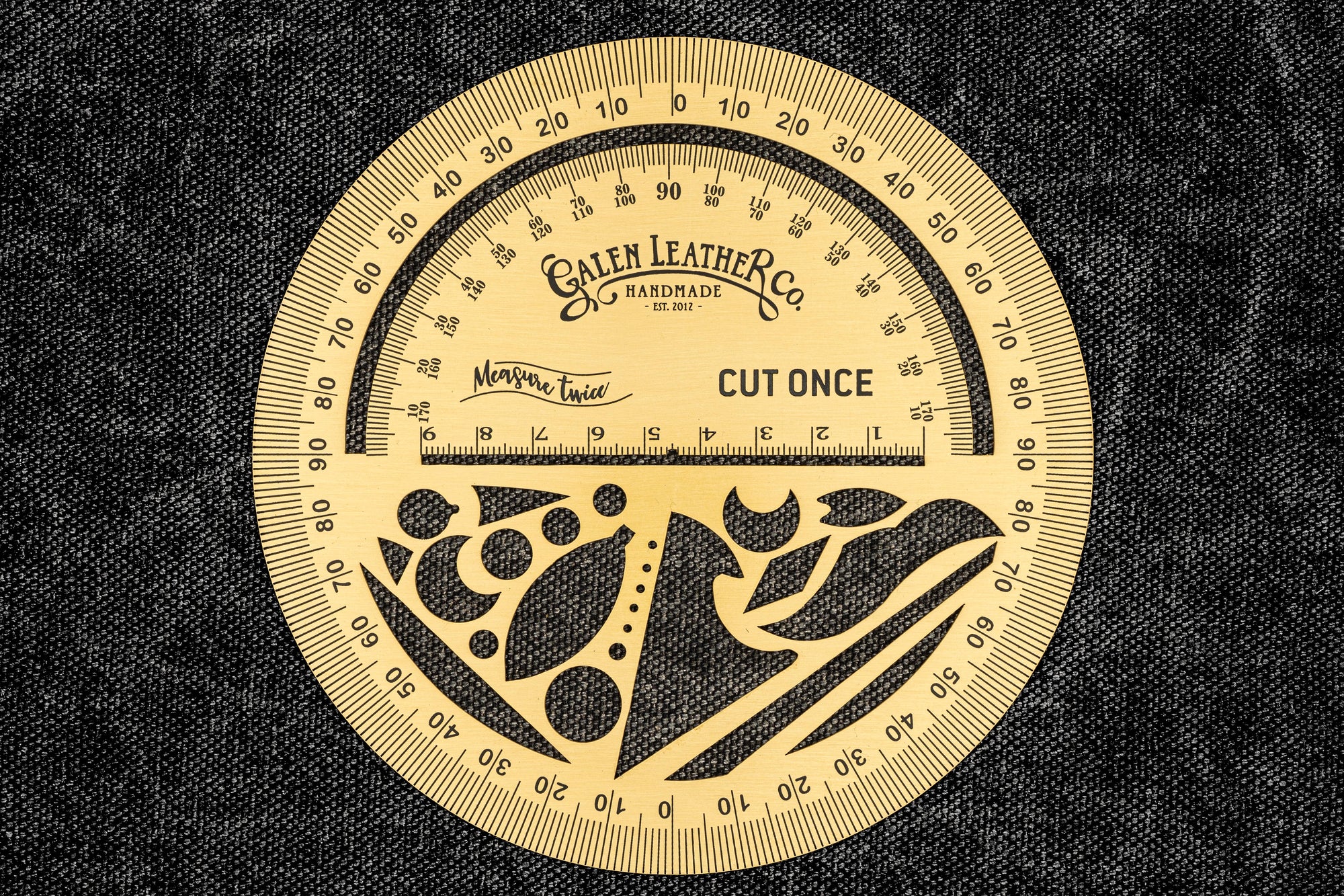 Brass Rectangle Protractor Ruler - Galen Leather