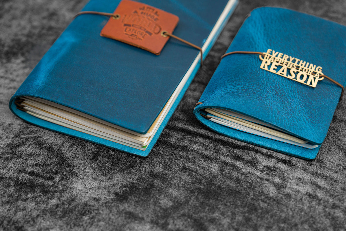 Traveler's Notebook Leather Cover - Ocean Blue | Galen Leather