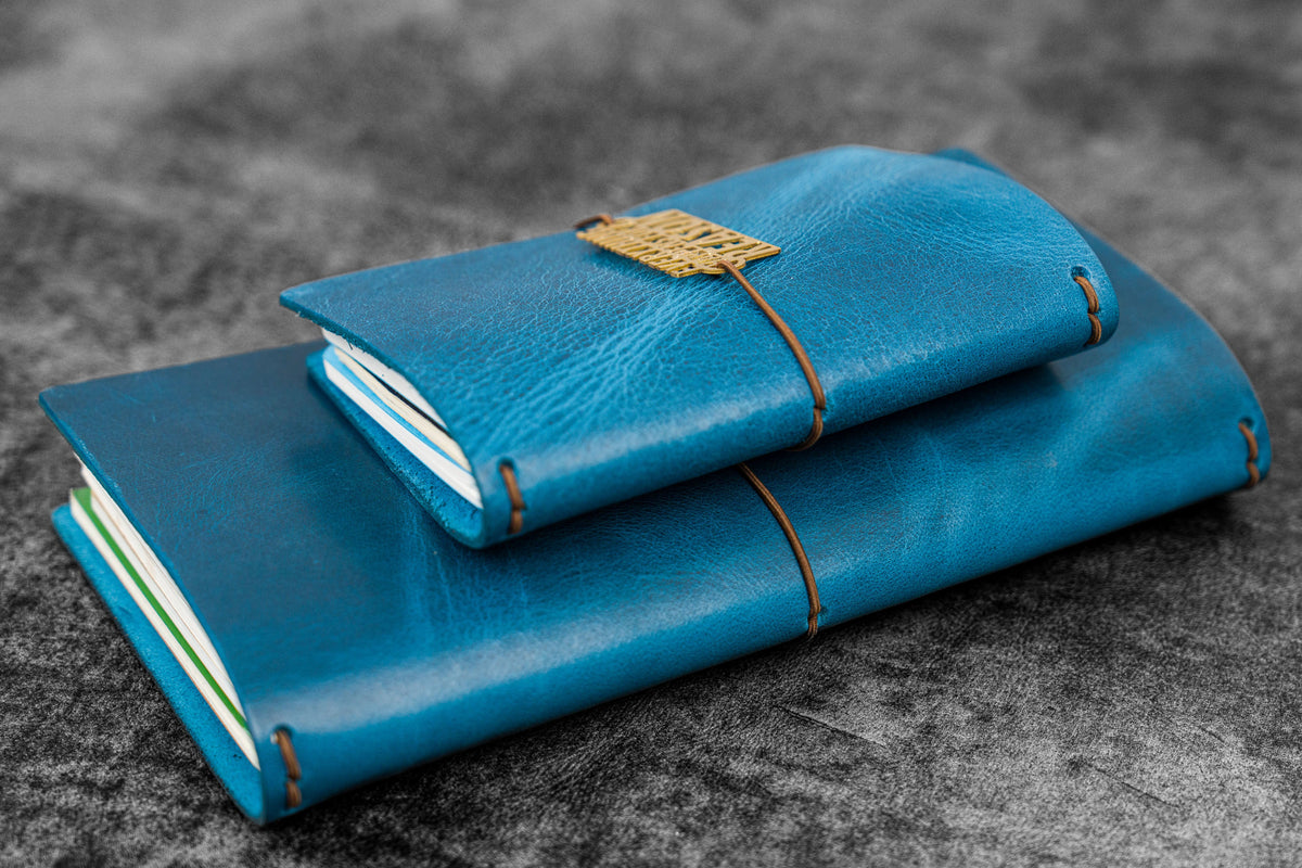 Traveler's Notebook Leather Cover - Ocean Blue | Galen Leather
