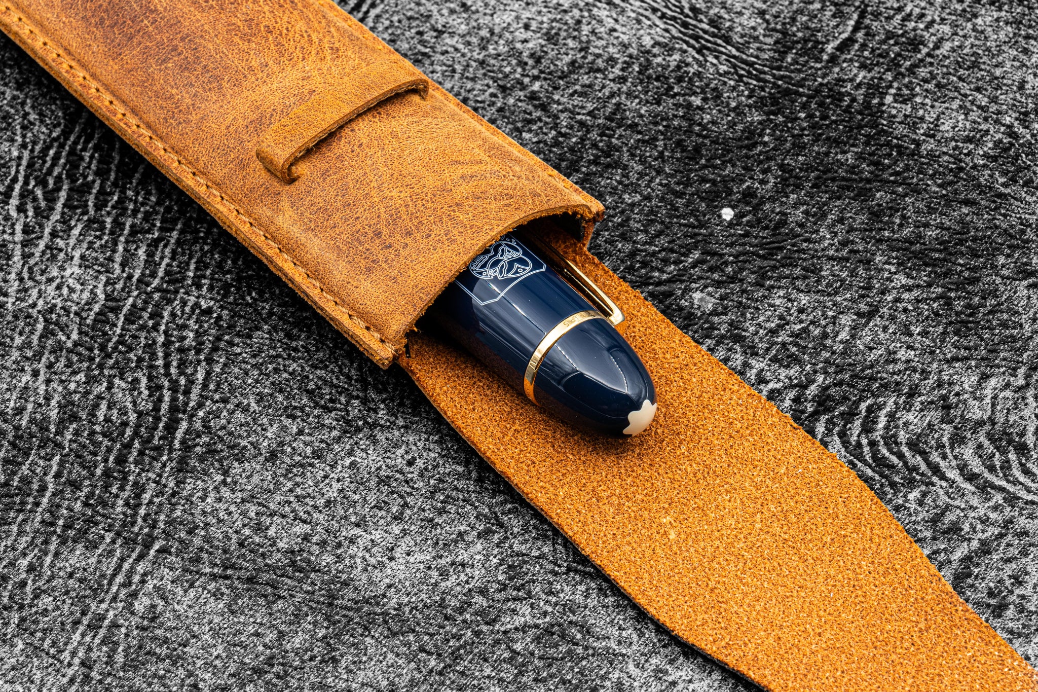 Vintage Slim Leather Pen Sleeve for Single Pen - C.H. Brown - Galen Leather