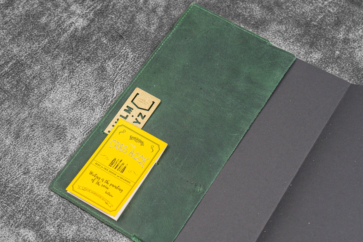 Leather Slim B5 Notebook / Planner Cover - Forest Green -Galen Leather