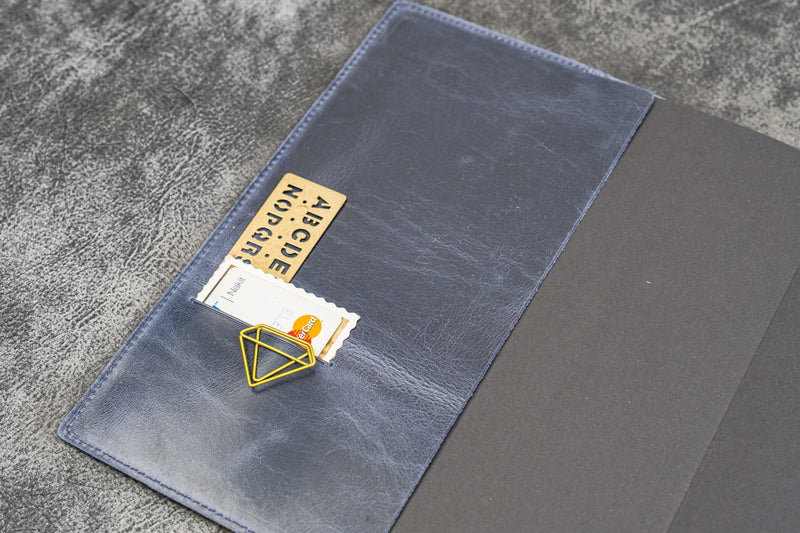 Leather Slim B5 Notebook / Planner Cover - Navy Blue | Galen Leather