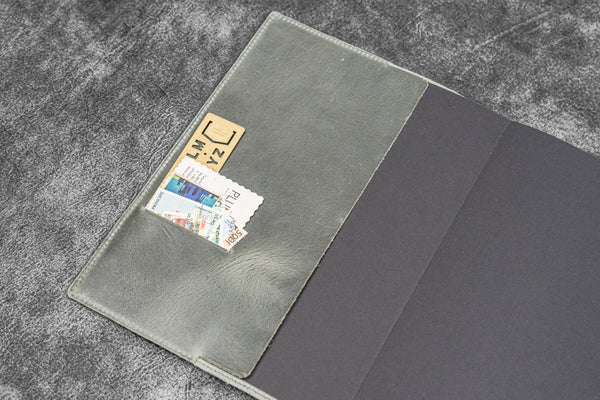 Leather Slim B5 Notebook / Planner Cover - Smoky Grey | Galen Leather