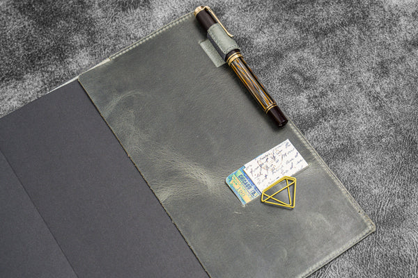 Leather Slim B5 Notebook / Planner Cover - Smoky Grey | Galen Leather
