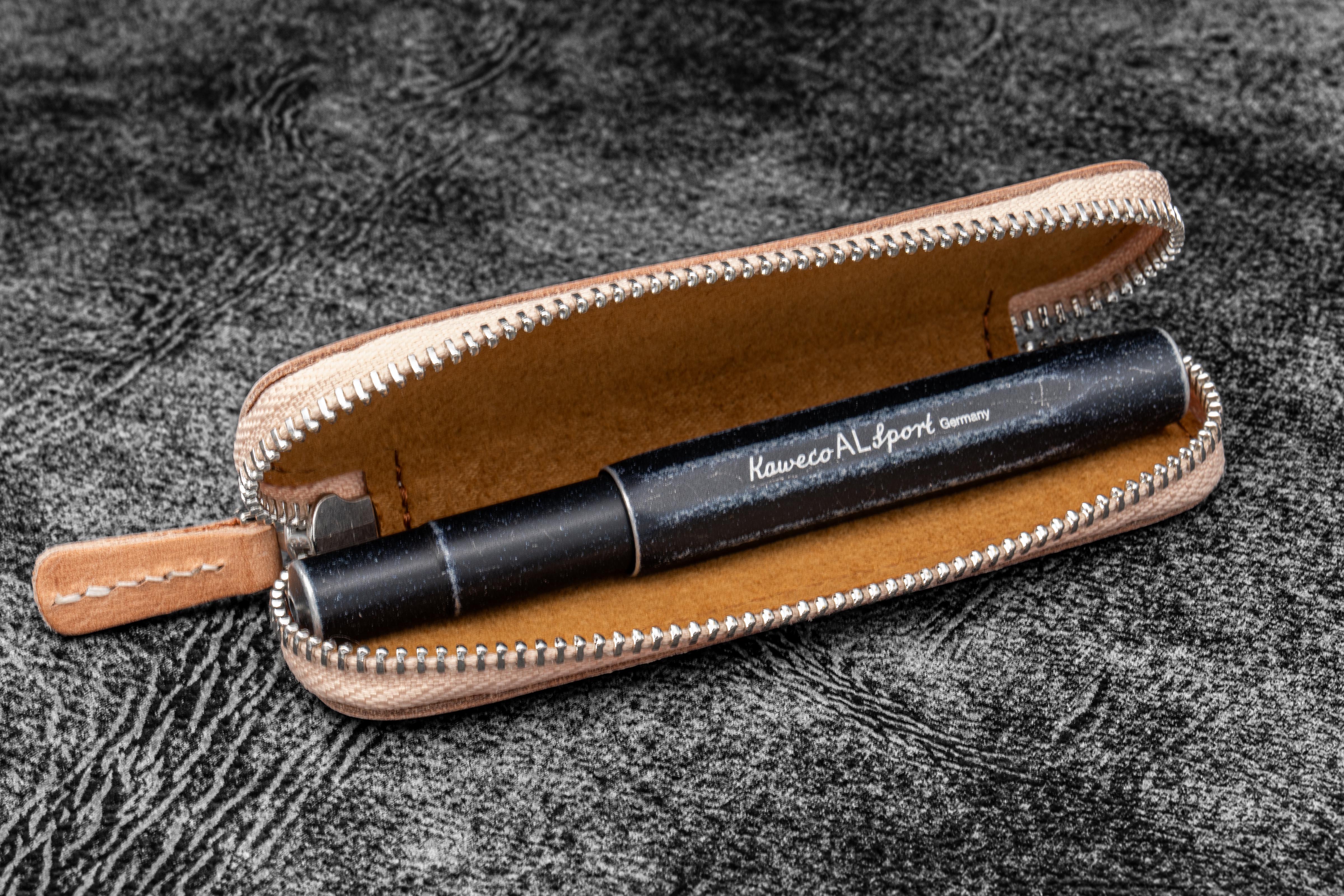 Handmade Purple Leather Zippered Single Pen Case for Kaweco - Galen Leather