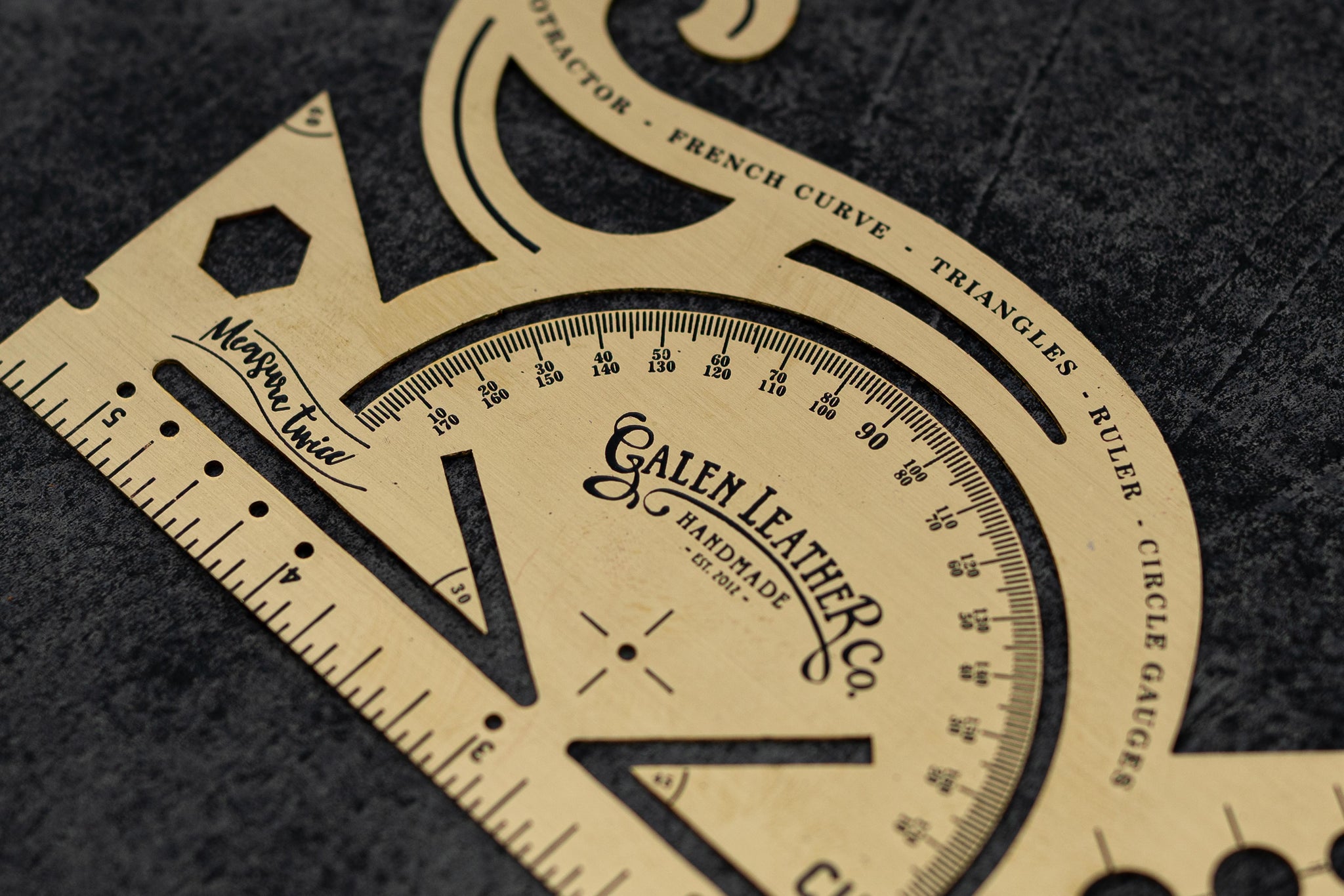 Brass Antique-Inspired Protractor Combine Tool - Galen Leather