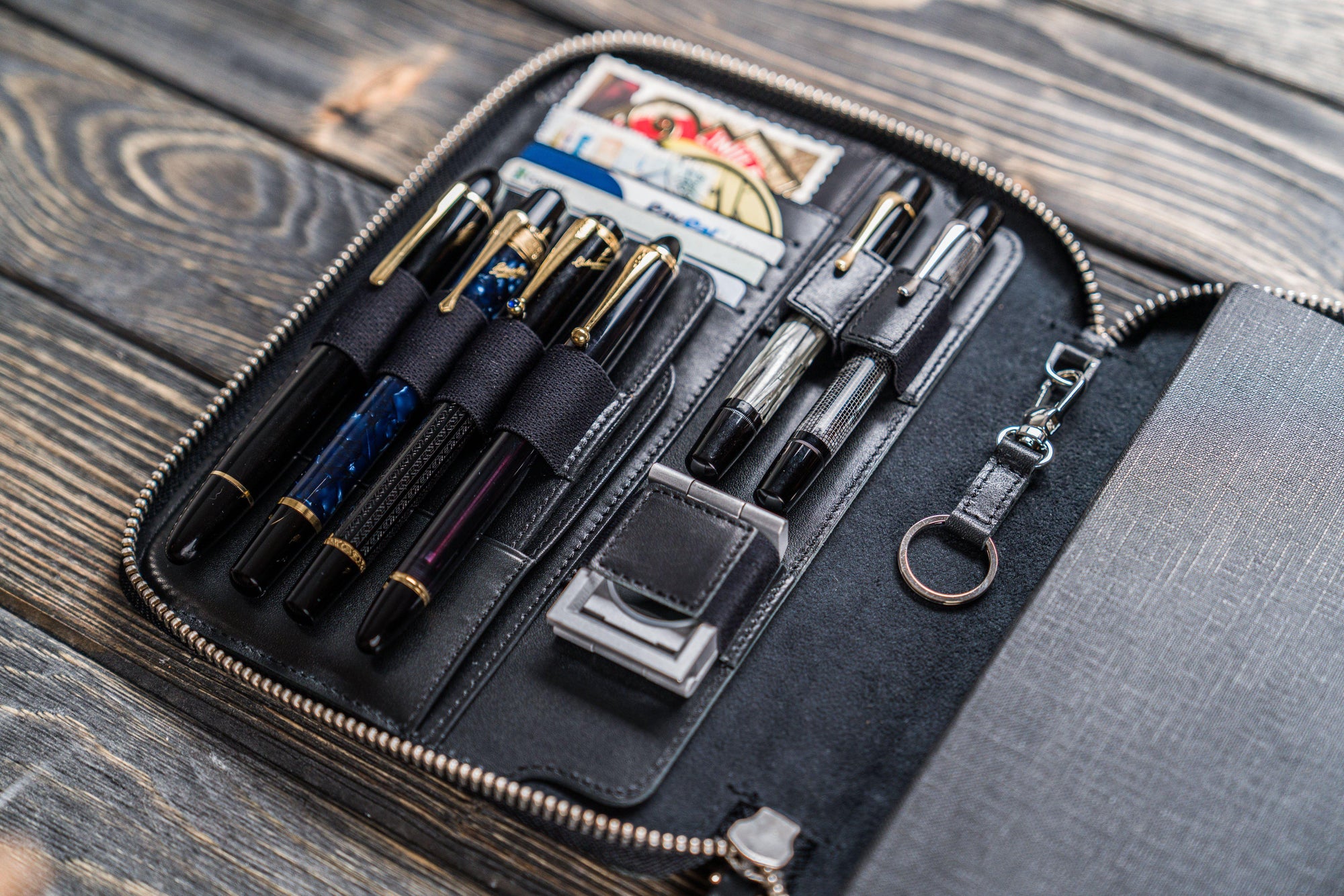 Leather Zippered A5 Leuchtturm1917 Notebook Folio - Black - Galen Leather