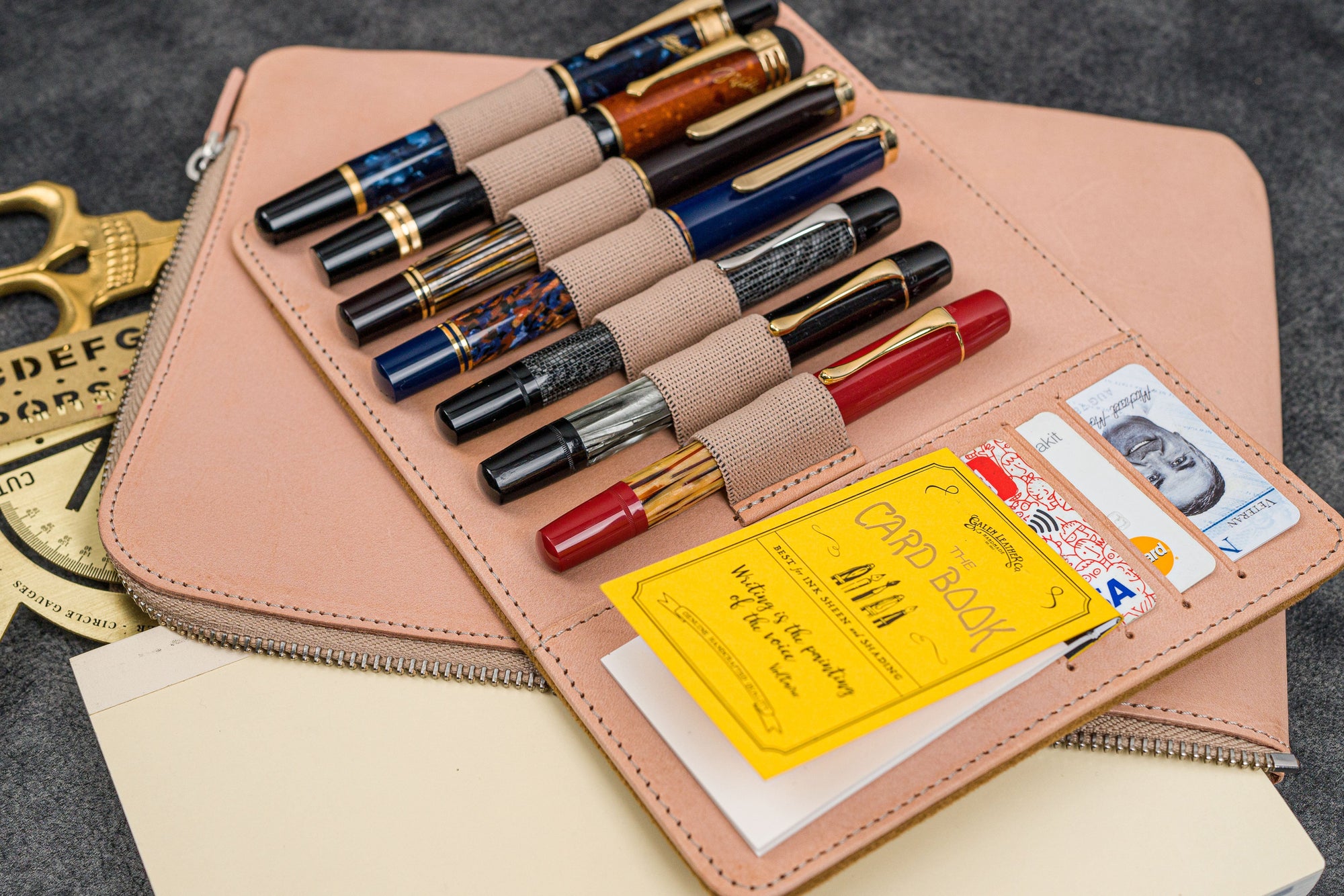 Leather Zippered Writer's Bank Bag - Pen Pouch - Undyed Leather - Galen ...