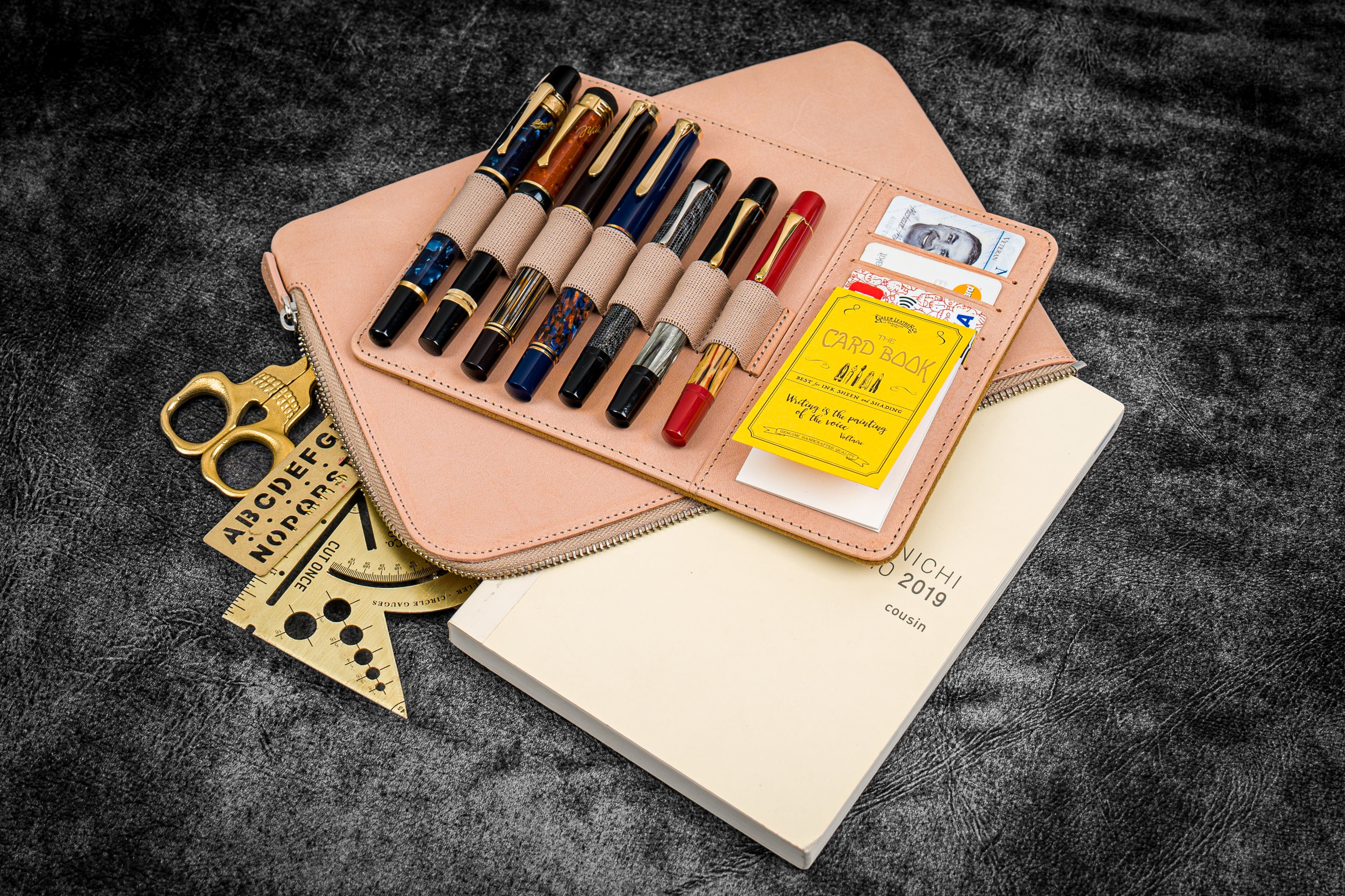 Zippered Leather Writer's Bank Bag/Pouches - Galen Leather