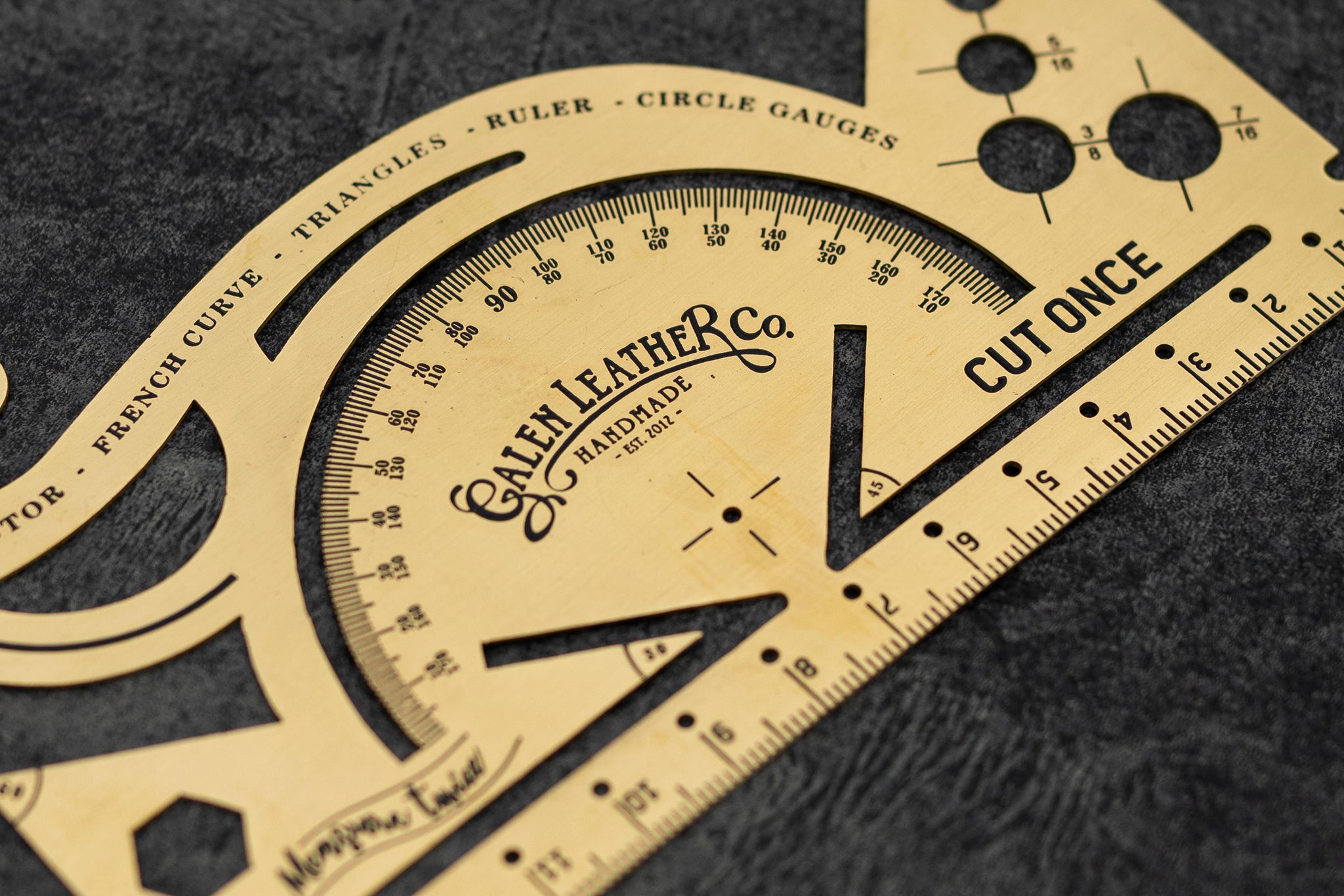 Brass Antique-Inspired Protractor Combine Tool (CM) - Galen Leather