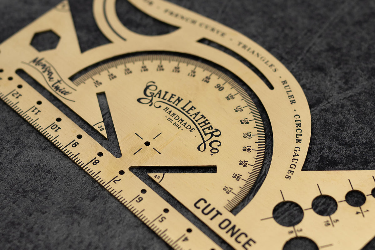 Brass Antique-Inspired Protractor Combine Tool (CM) - Galen Leather