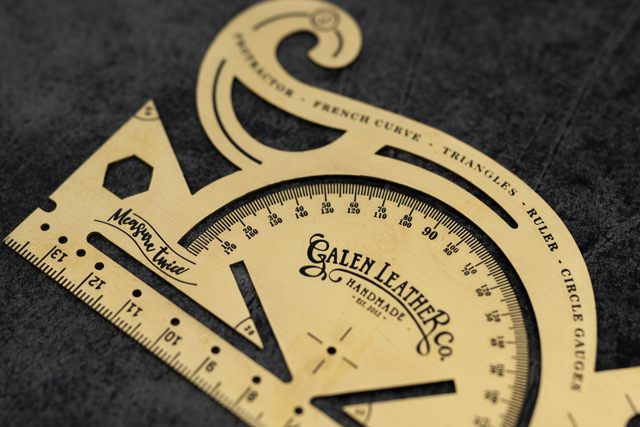 Brass Antique-Inspired Protractor Combine Tool (CM) - Galen Leather
