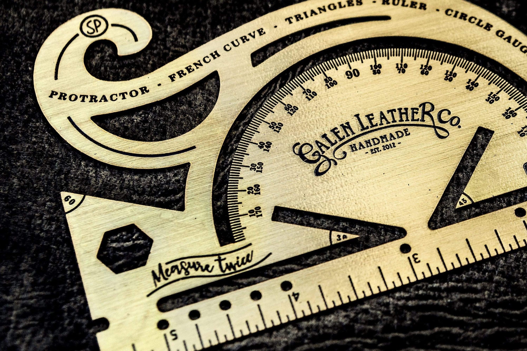 Brass Antique-Inspired Protractor Combine Tool - Galen Leather