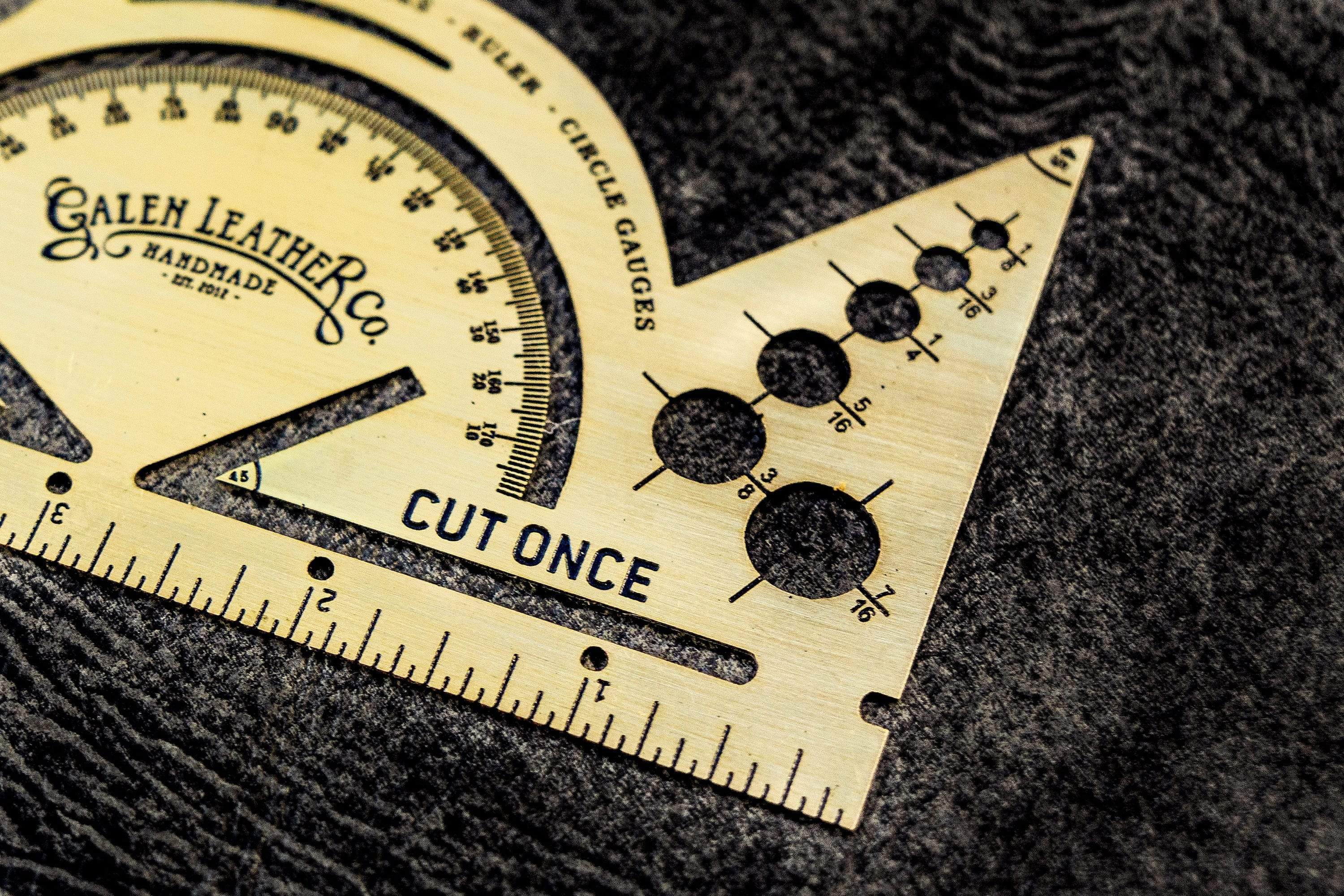 Brass Antique-Inspired Protractor Combine Tool - Galen Leather