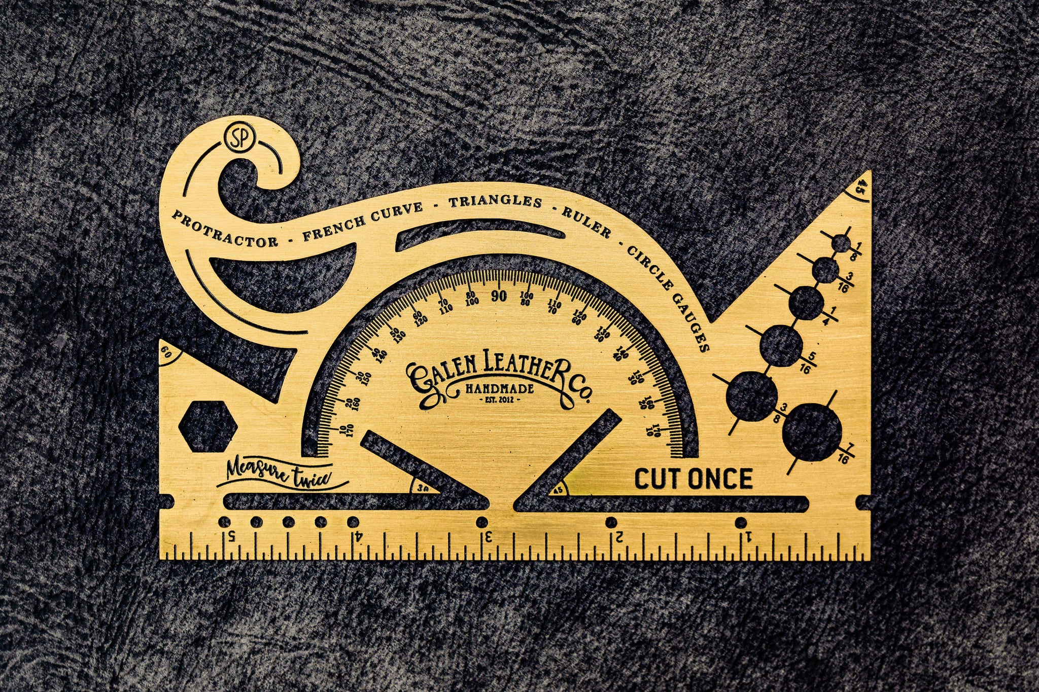 Brass Antique-Inspired Protractor Combine Tool - Galen Leather