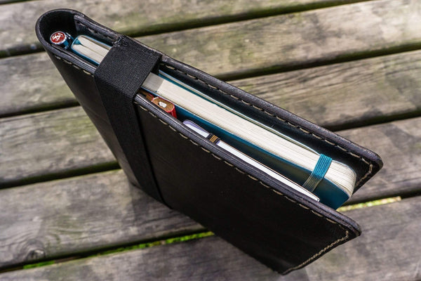 Black Composition Notebook Cover With iPad Pocket - Galen Leather