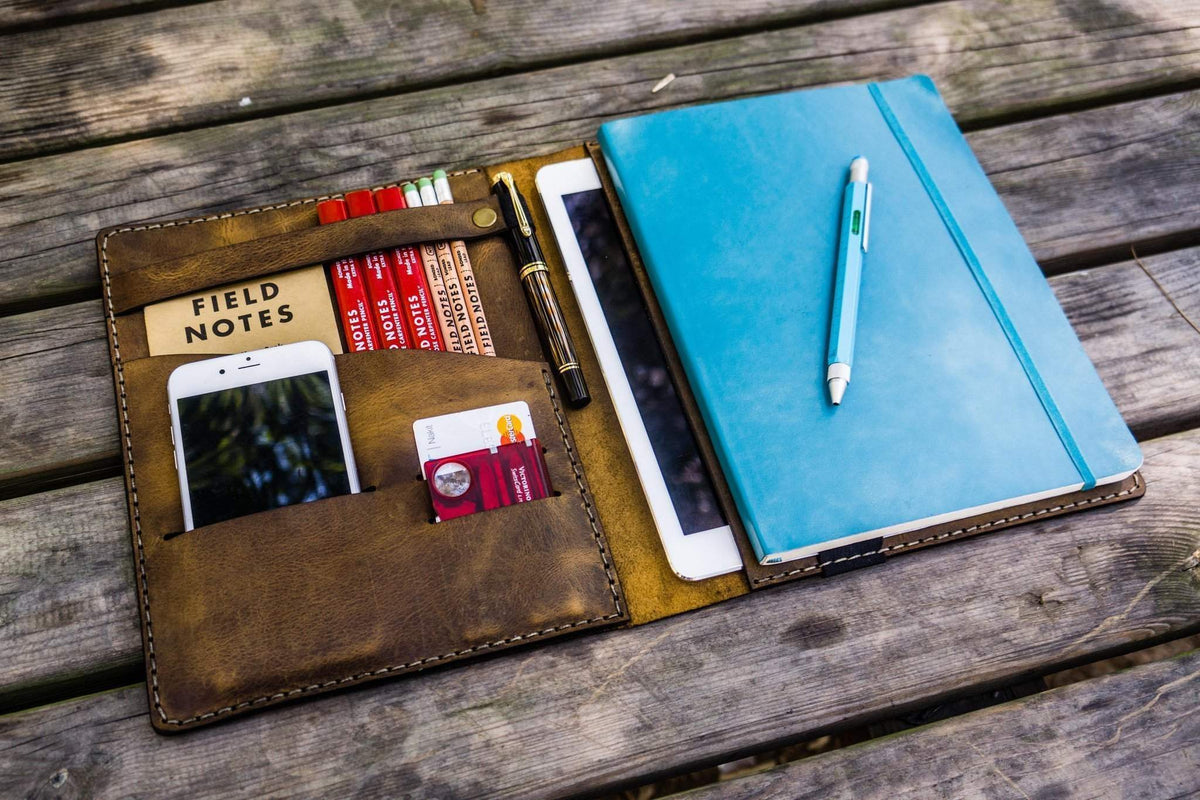 Composition Notebook Cover With iPad Pocket - Crazy Horse Brown - Galen ...