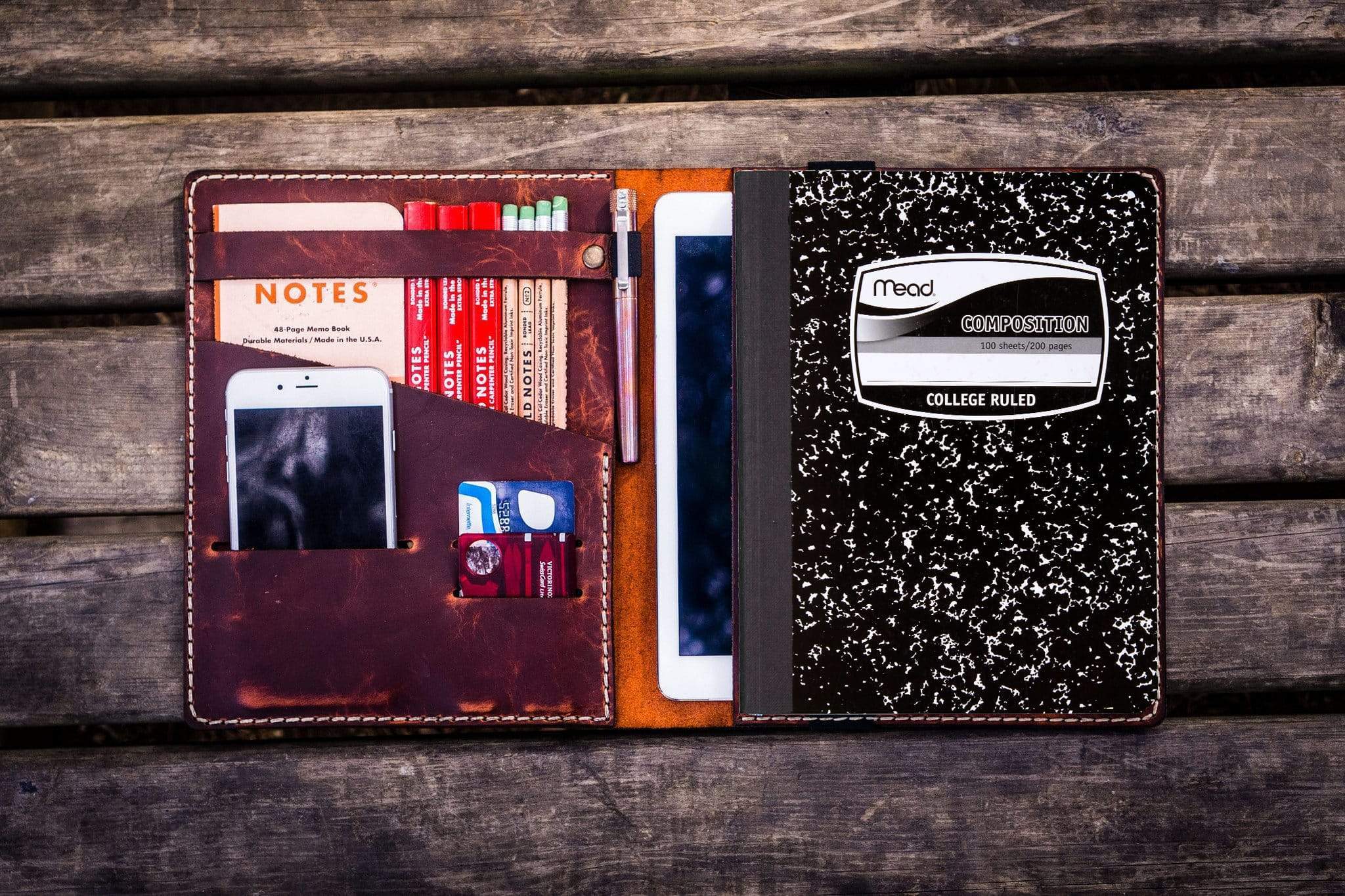 Composition Notebook Cover With iPad Pocket - Crazy Horse Orange ...