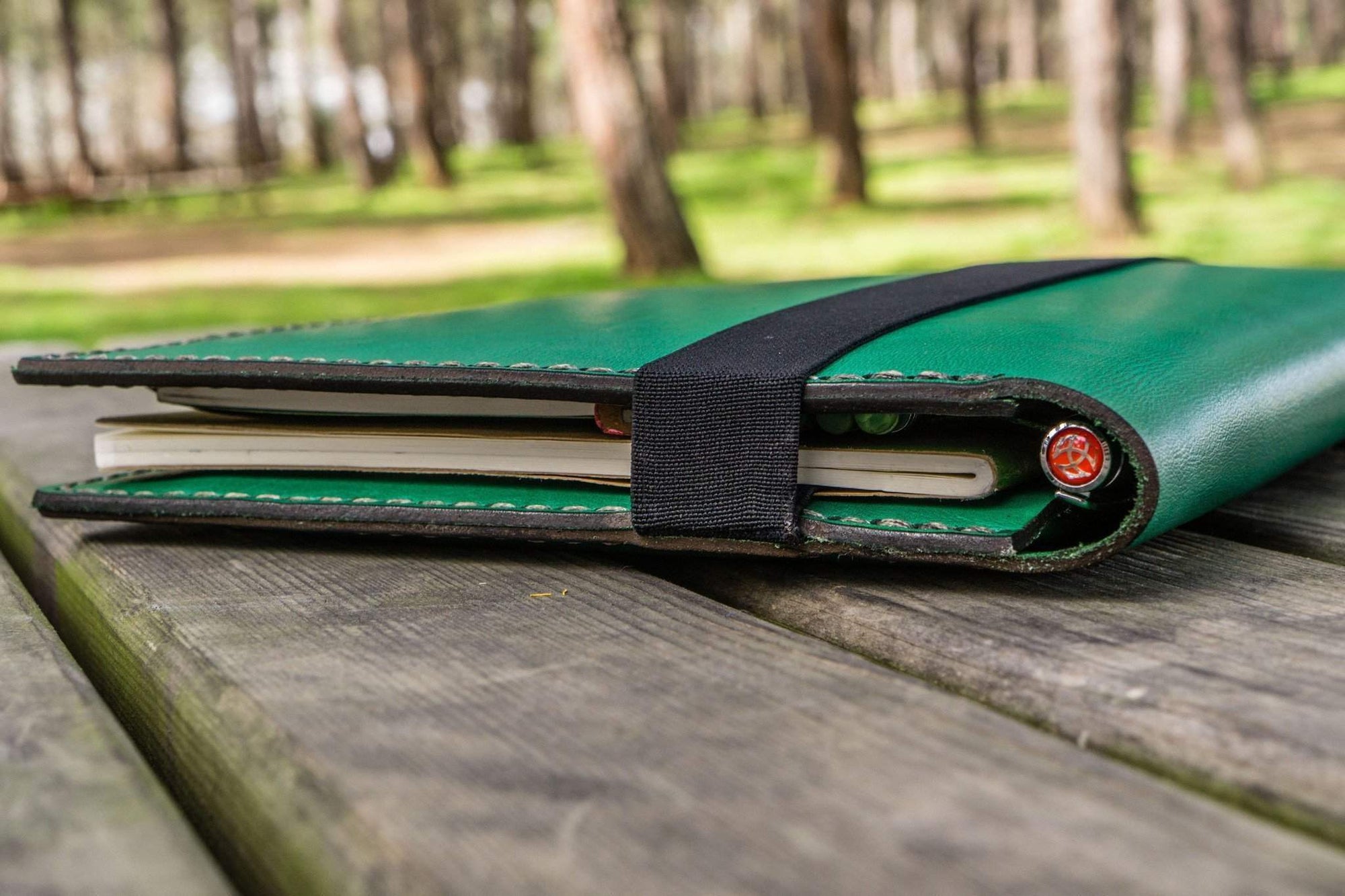 Composition Notebook Cover With iPad Pocket - Green - Galen Leather