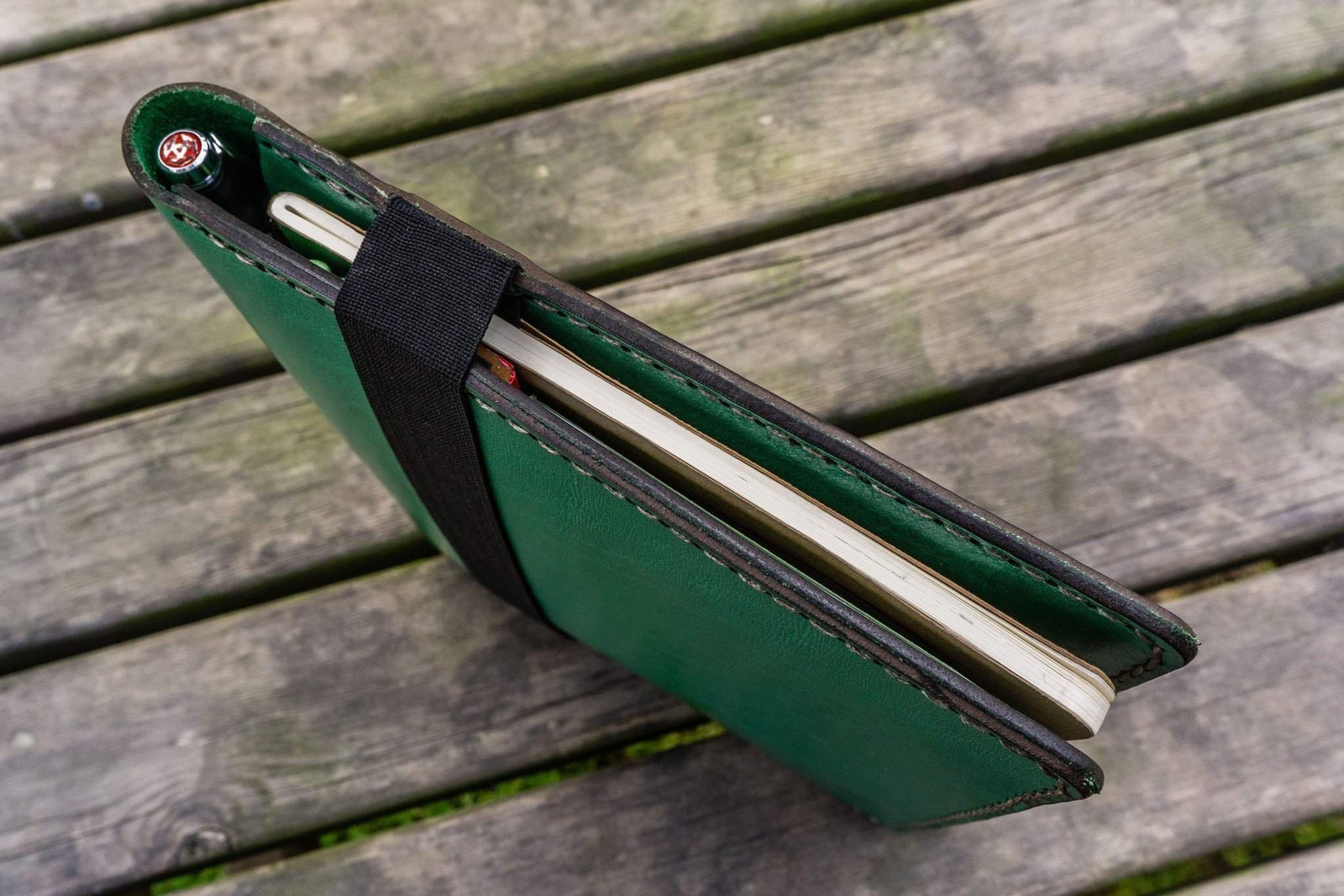 Composition Notebook Cover With iPad Pocket - Green - Galen Leather