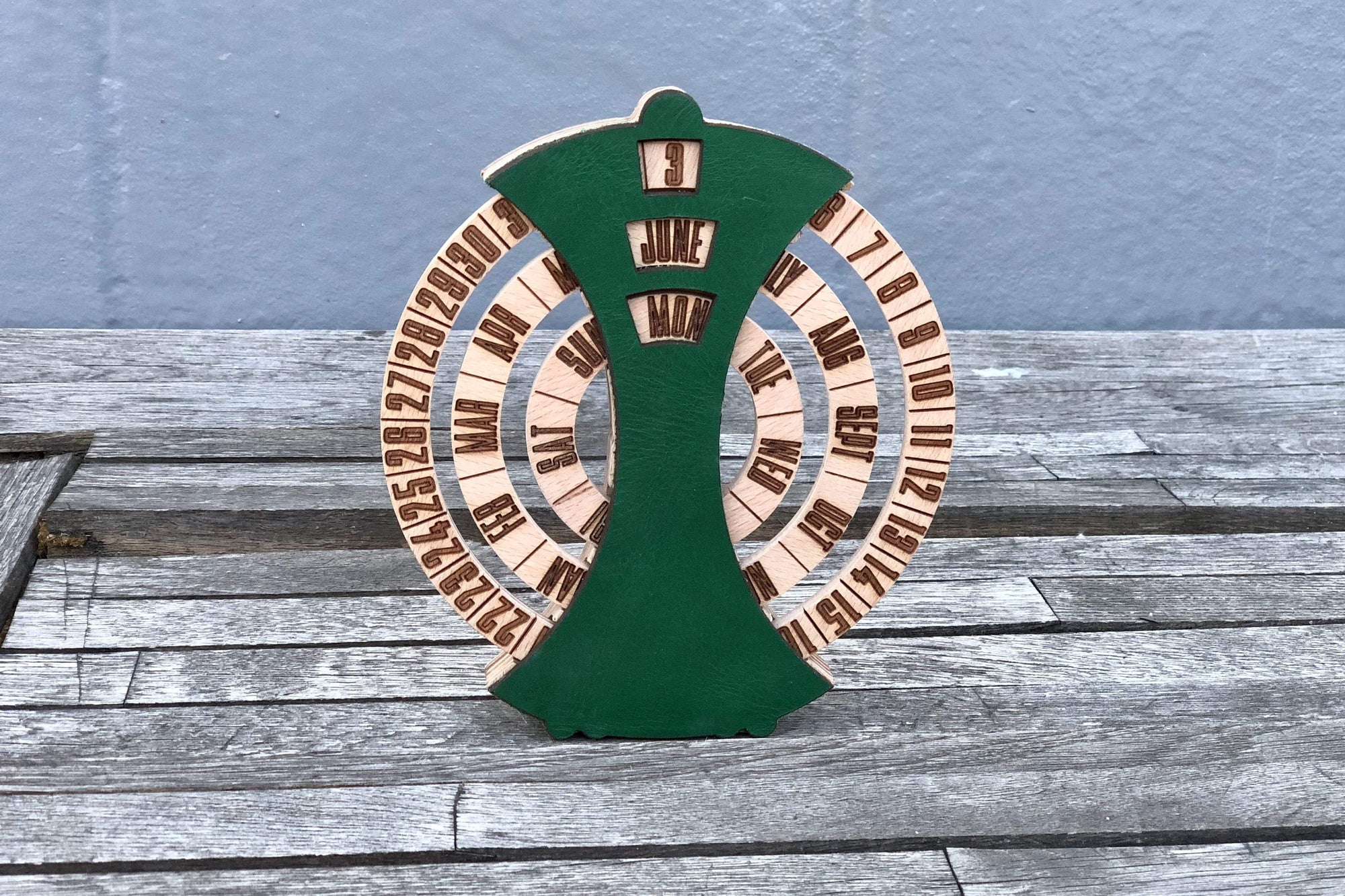 Wooden Perpetual Calendar - Handcrafted From Leather & Wood - Galen Leather