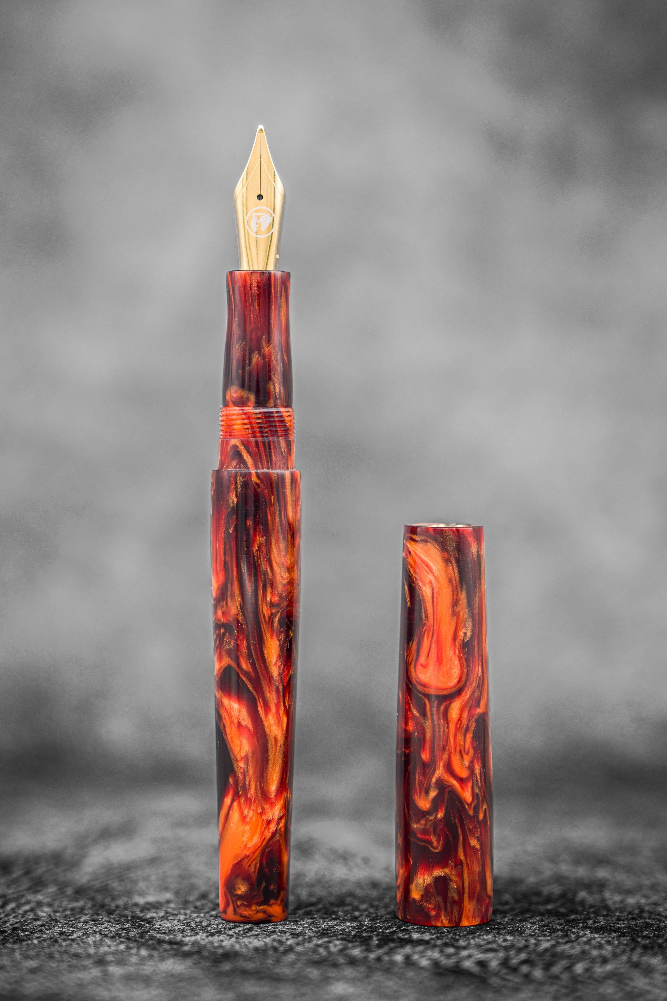 Studyo Agackakan x Galen - Fountain Pen - Blood Orange - Galen Leather