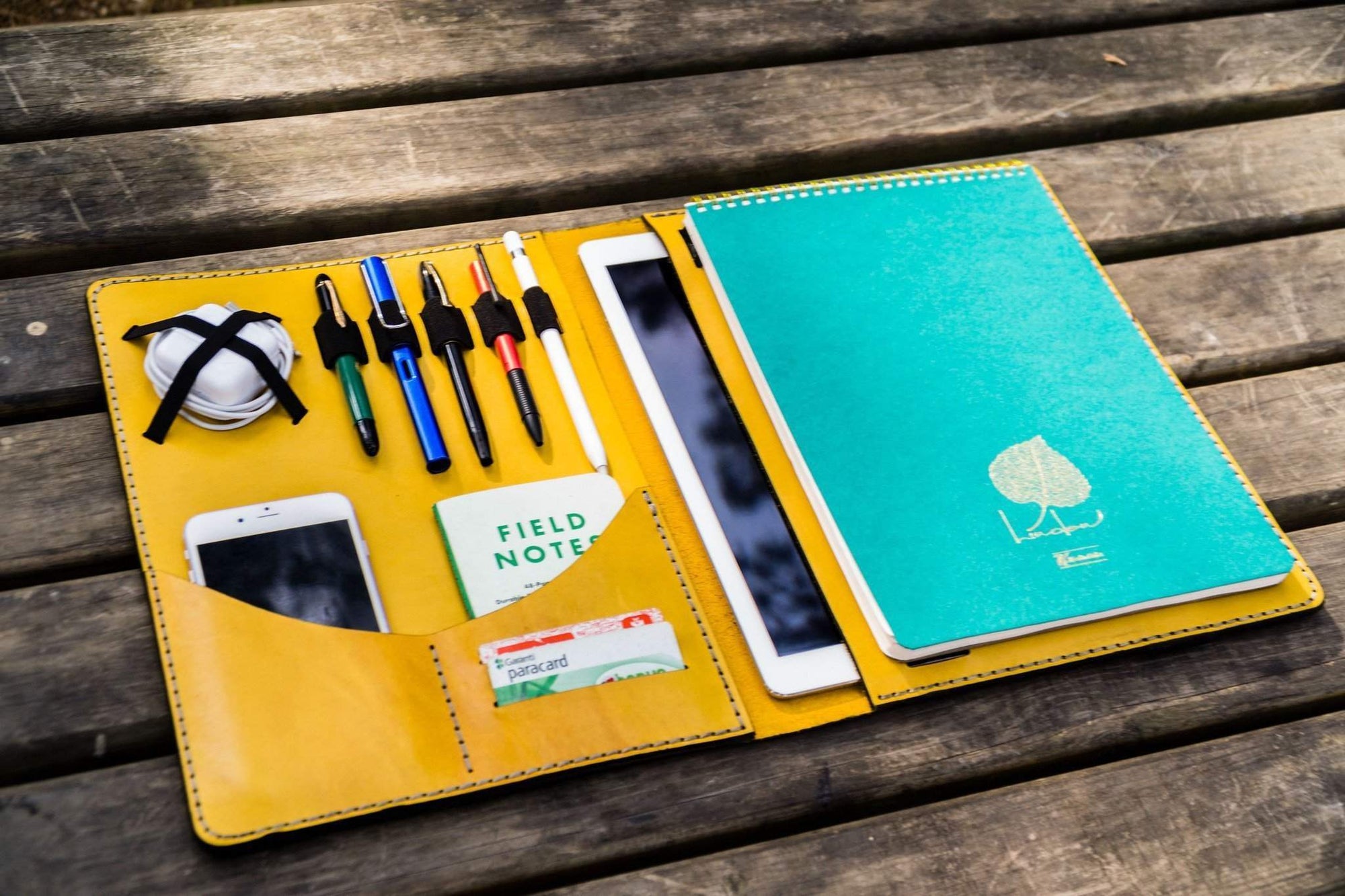 iPad Pro 12.9 & Letter Size Leather Padfolio - Yellow - Galen Leather