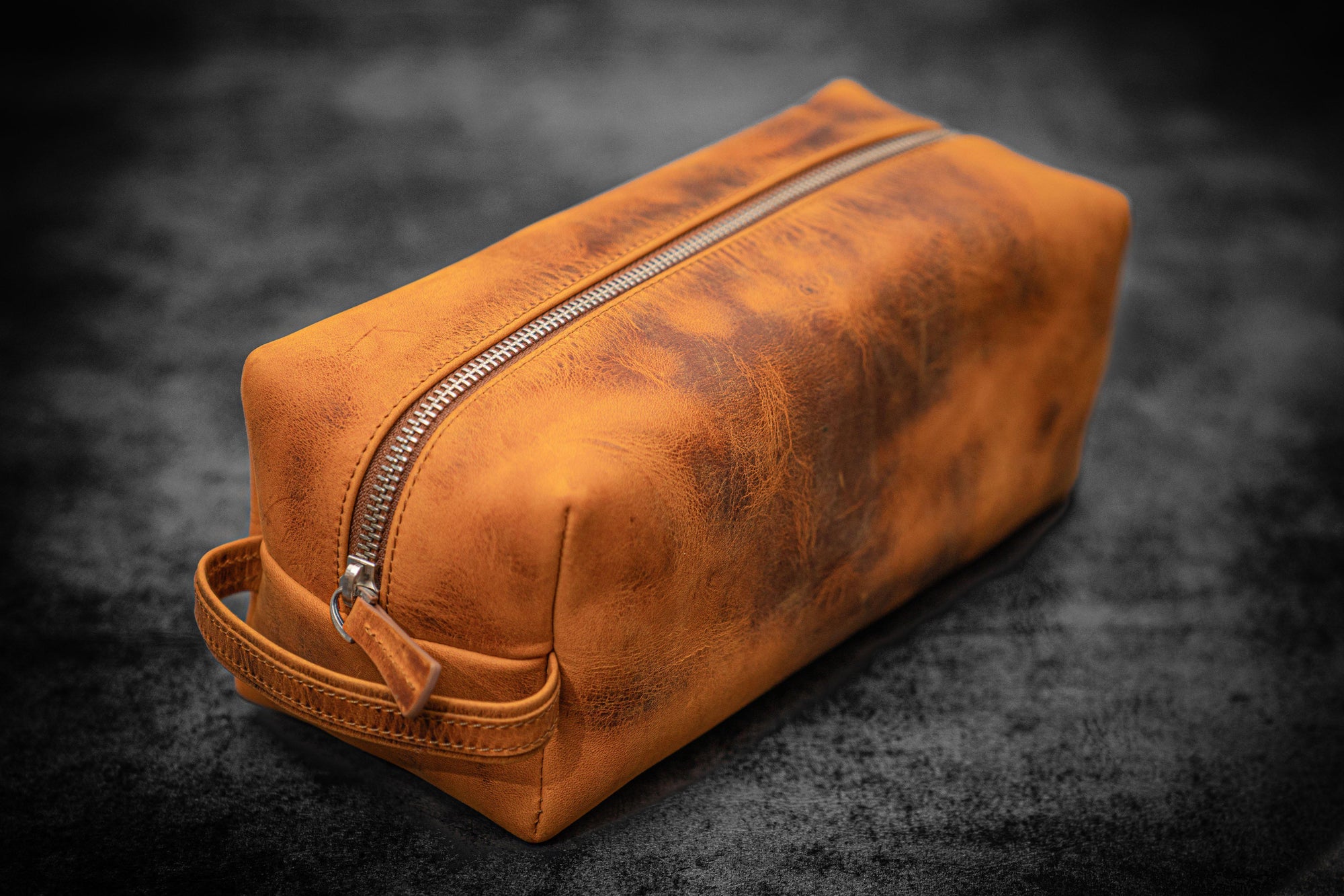 100% Handmade Leather Dopp Kit - Crazy Horse Brown - Galen Leather