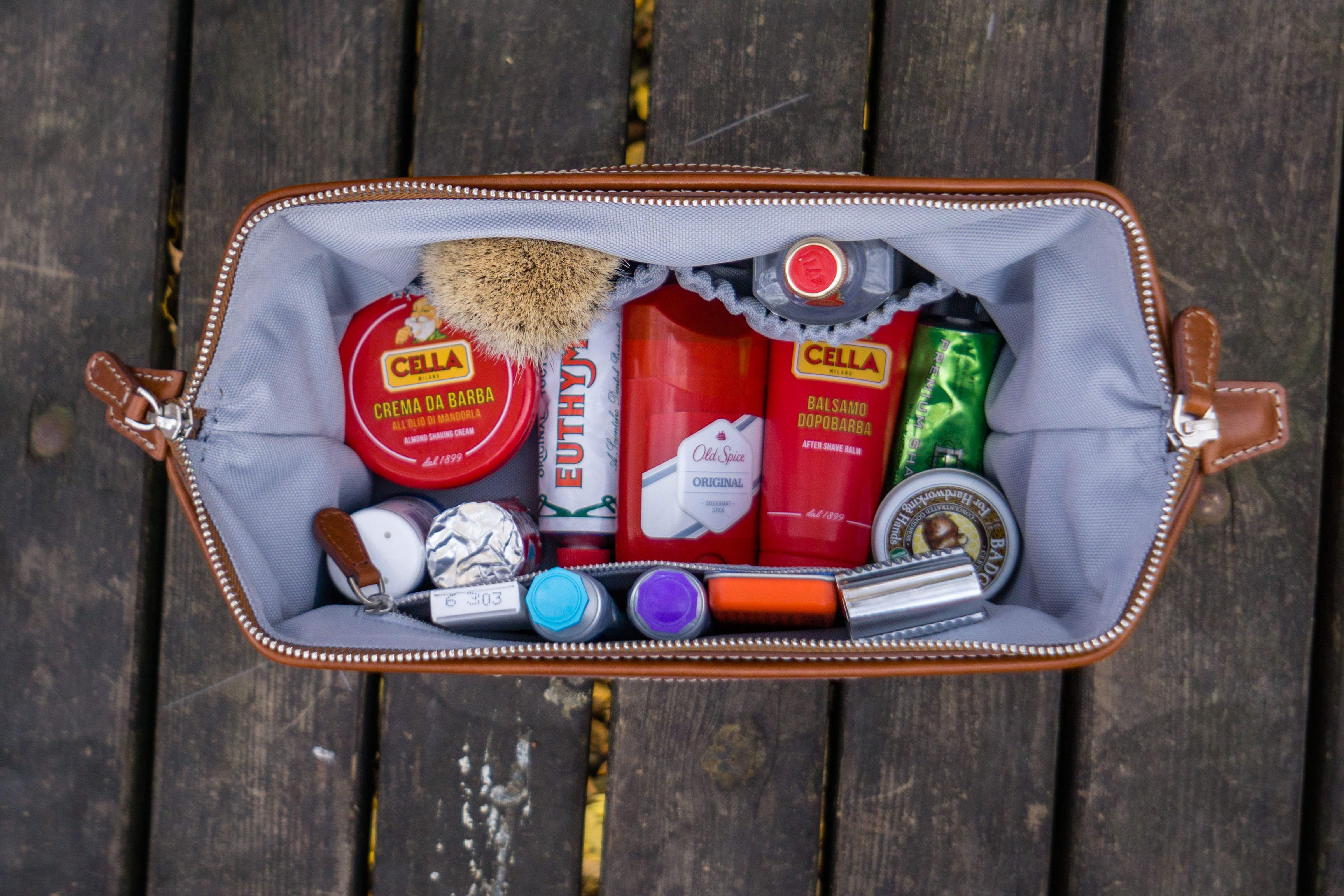 100% Handmade Leather Travel Dopp Kit - Brown - Galen Leather