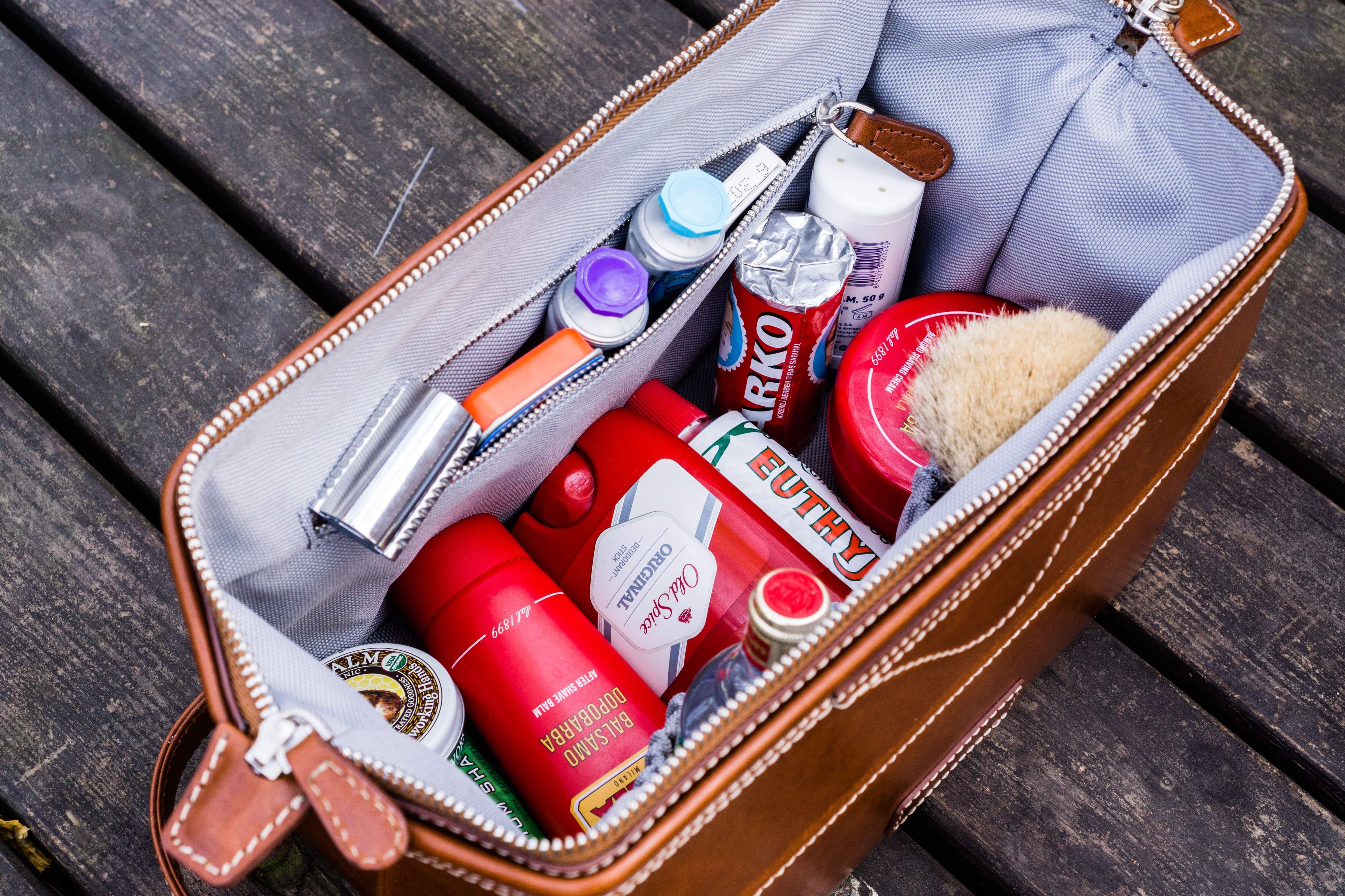 100% Handmade Leather Travel Dopp Kit - Brown - Galen Leather