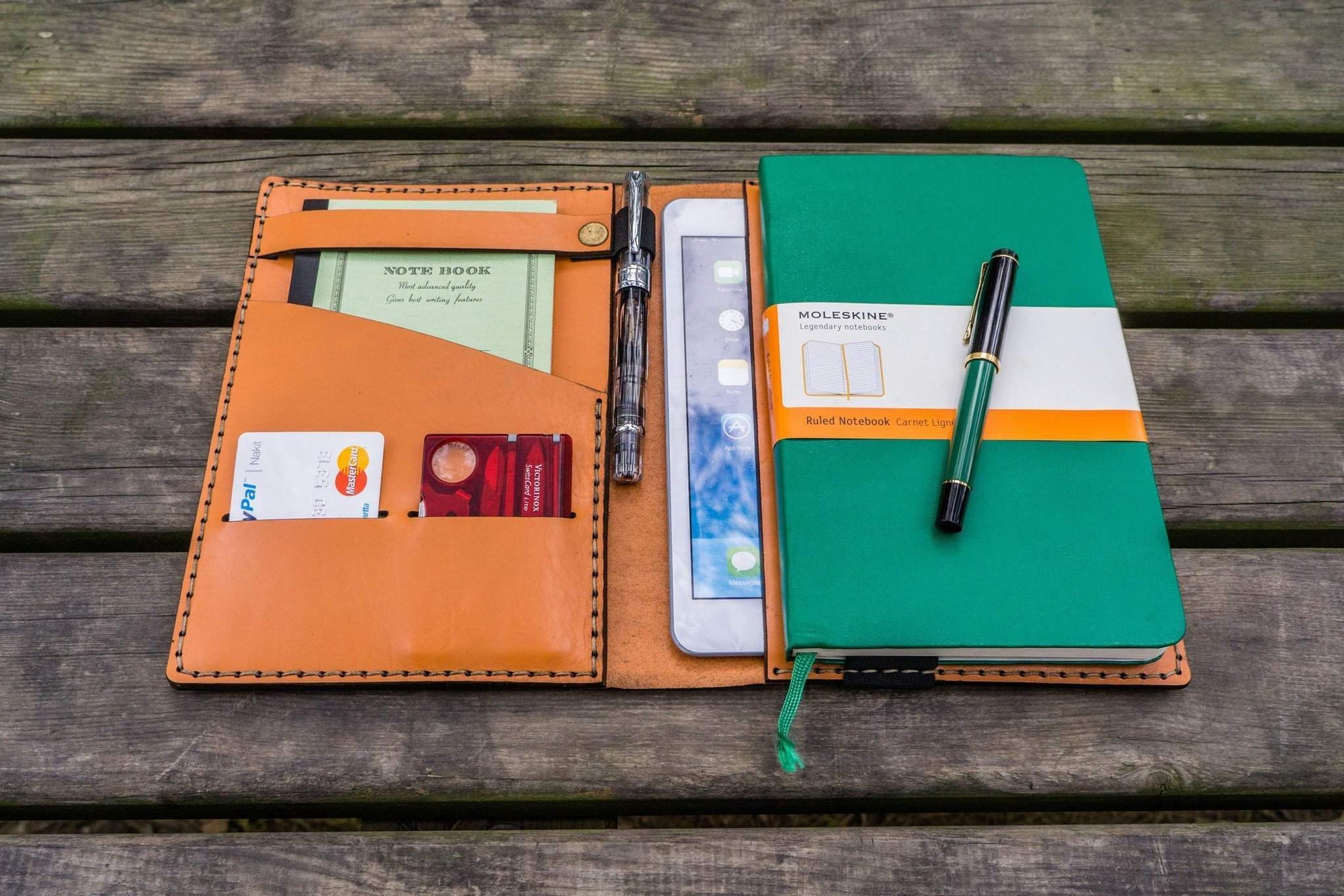 Leather Leuchtturm1917 A5 Notebook Cover - Orange - Galen Leather