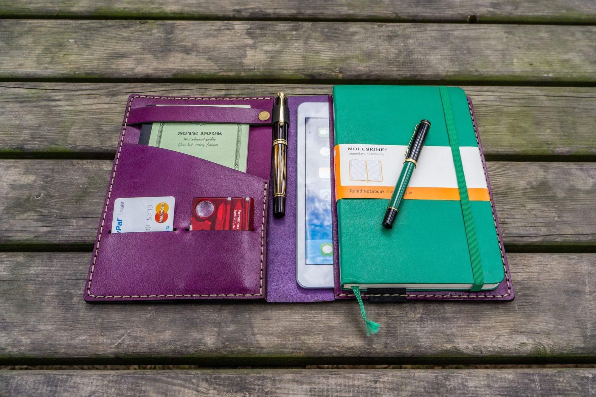 Leather Leuchtturm1917 A5 Notebook Cover - Purple - Galen Leather