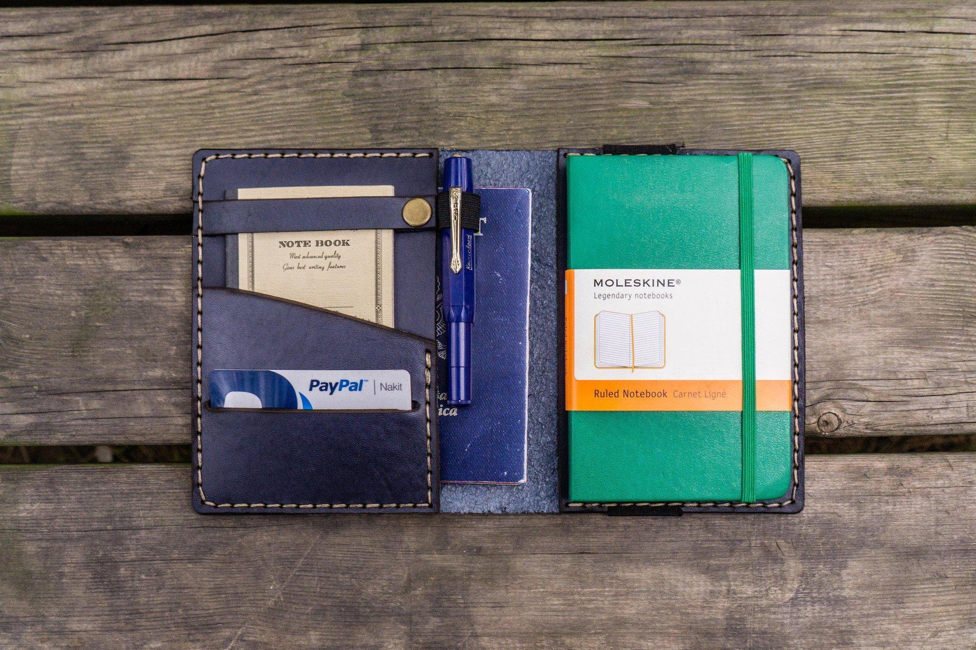 Leather Leuchtturm1917 A6 Notebook Cover - Navy Blue - Galen Leather