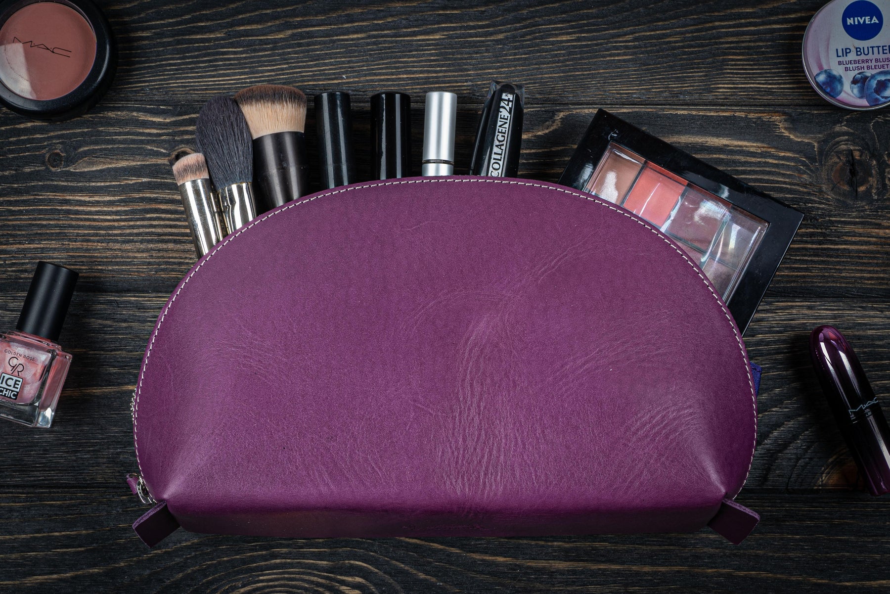Leather Makeup & Cosmetic Bags with Compartments - Galen Leather