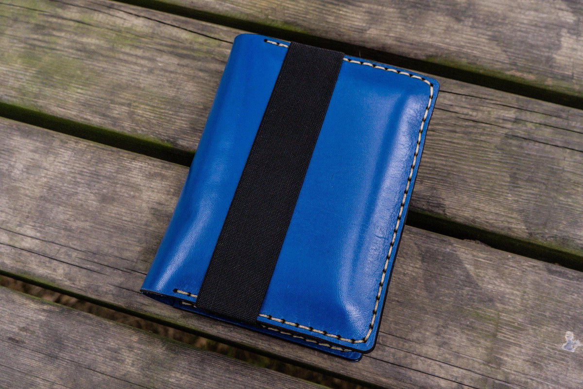 Handmade Leather Pocket Moleskine Journal Cover - Blue - Galen Leather