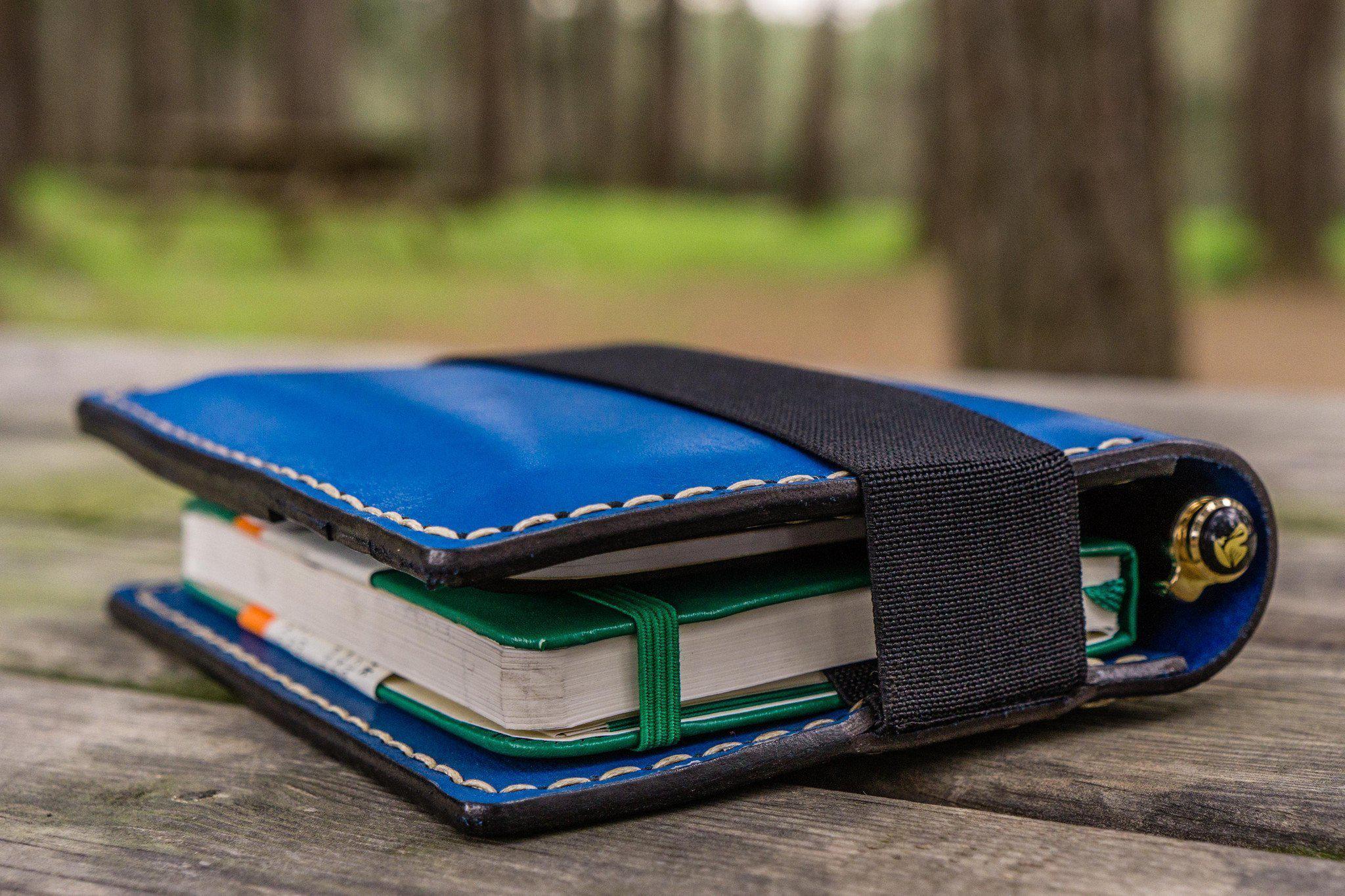 Handmade Leather Pocket Moleskine Journal Cover - Blue - Galen Leather