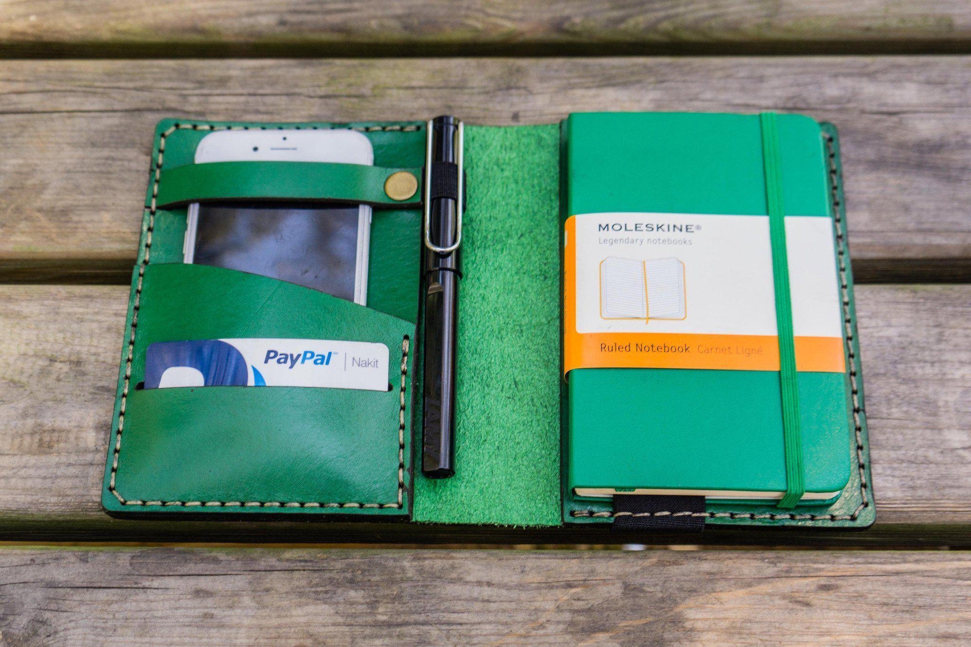 Leather Rhodia A6 Notebook Cover - Green - Galen Leather