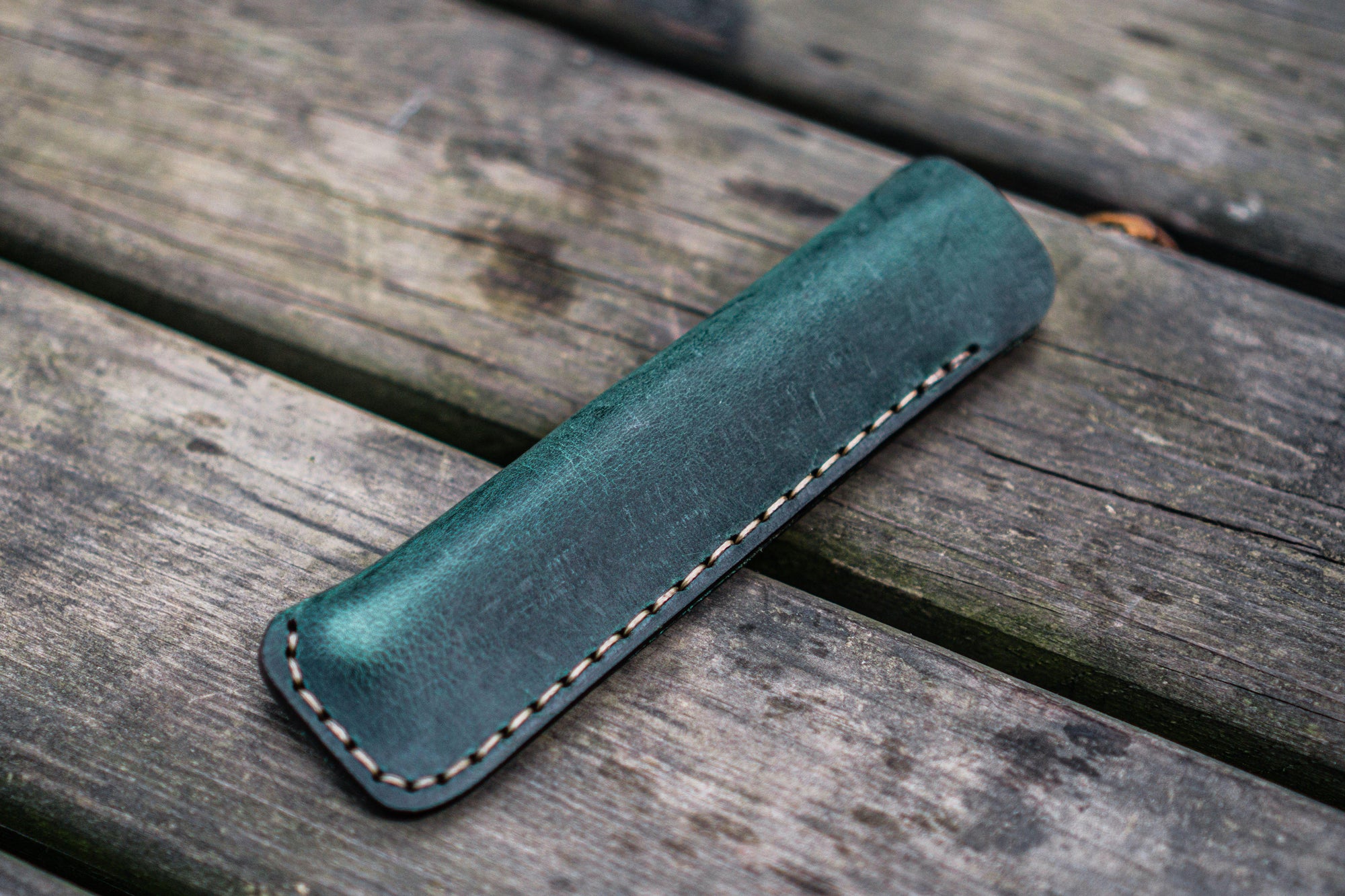 Leather Single Fountain Pen Case/Pen Pouch - Black - Galen Leather