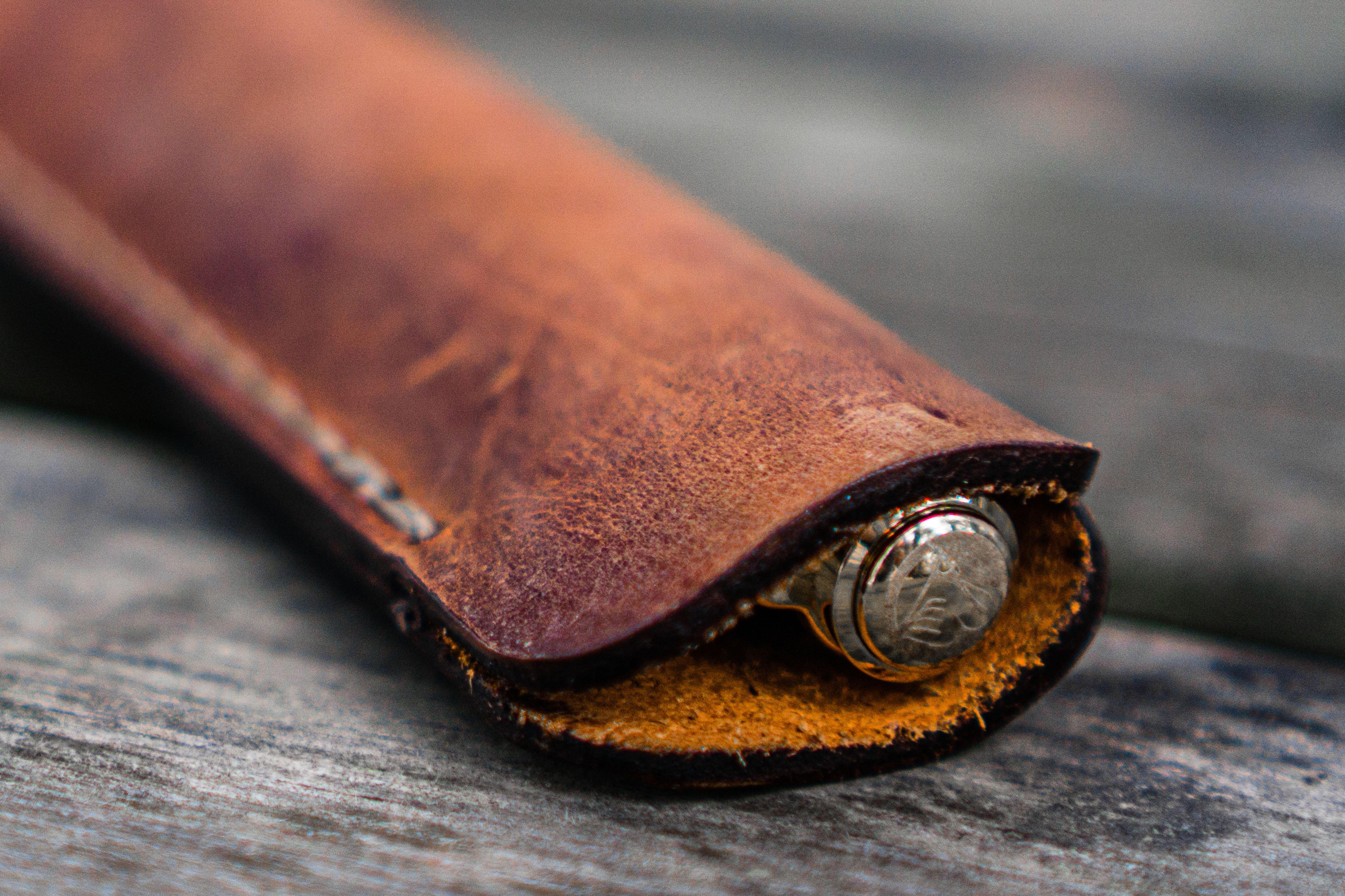 Leather Single Fountain Pen Case/Pen Pouch - Black - Galen Leather